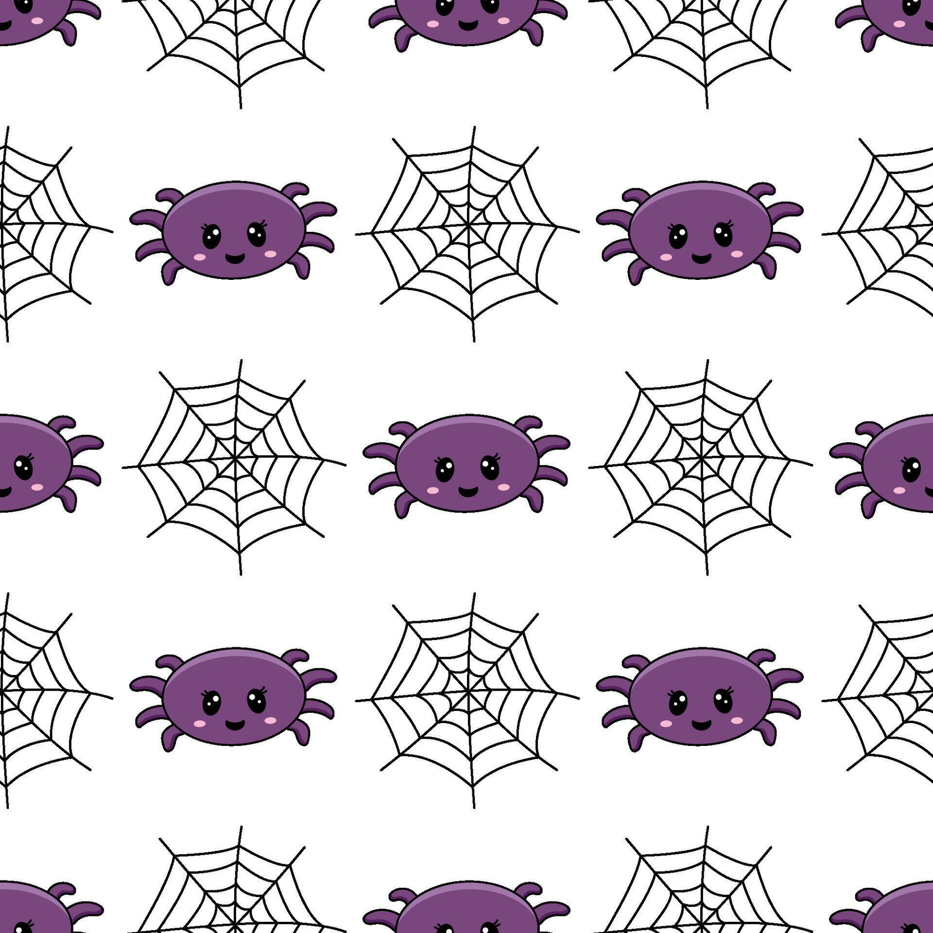 Halloween Seamless Patterns With Spider Webs And Spiders For Background ...