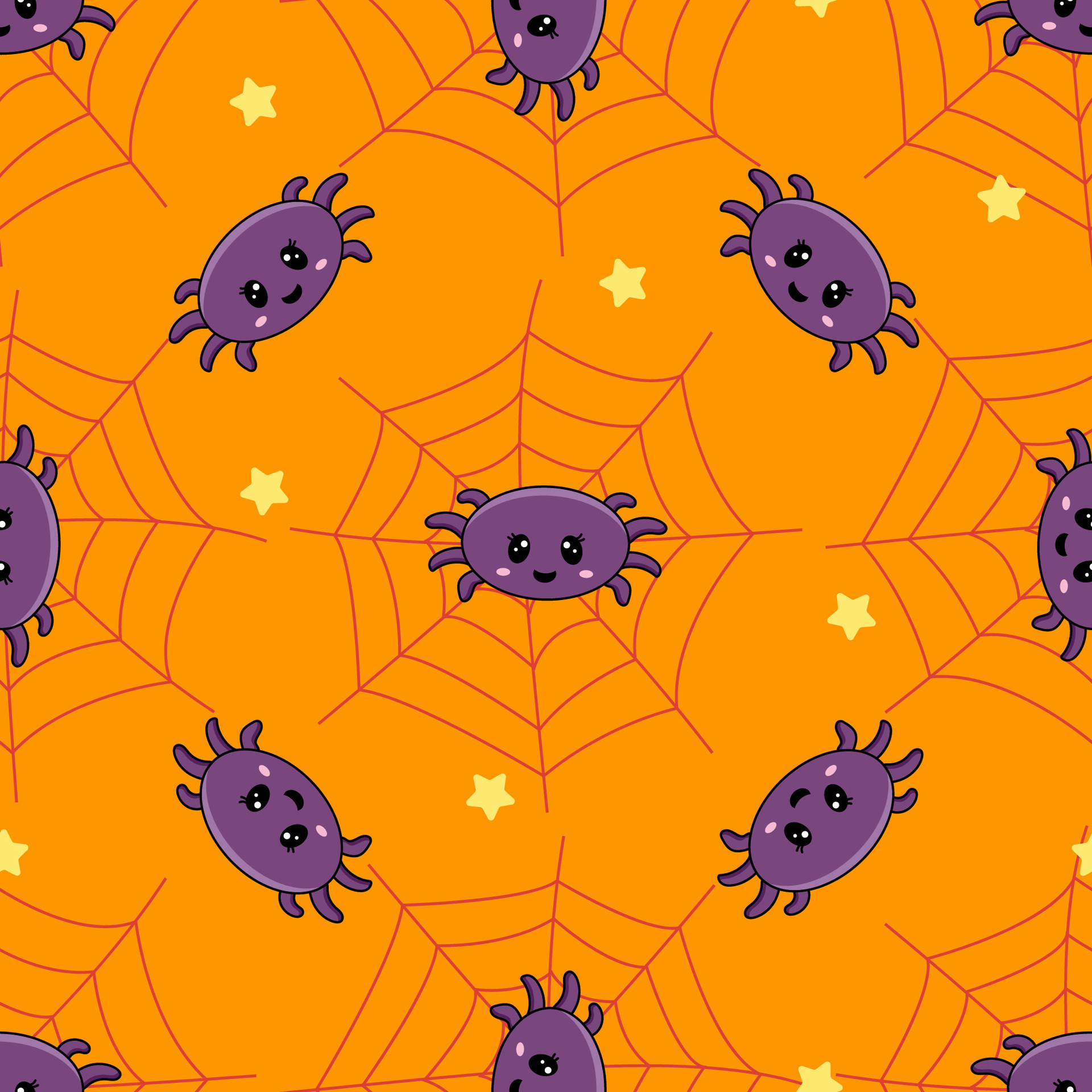 Halloween Seamless Patterns With Spider Webs And Spiders For Background ...