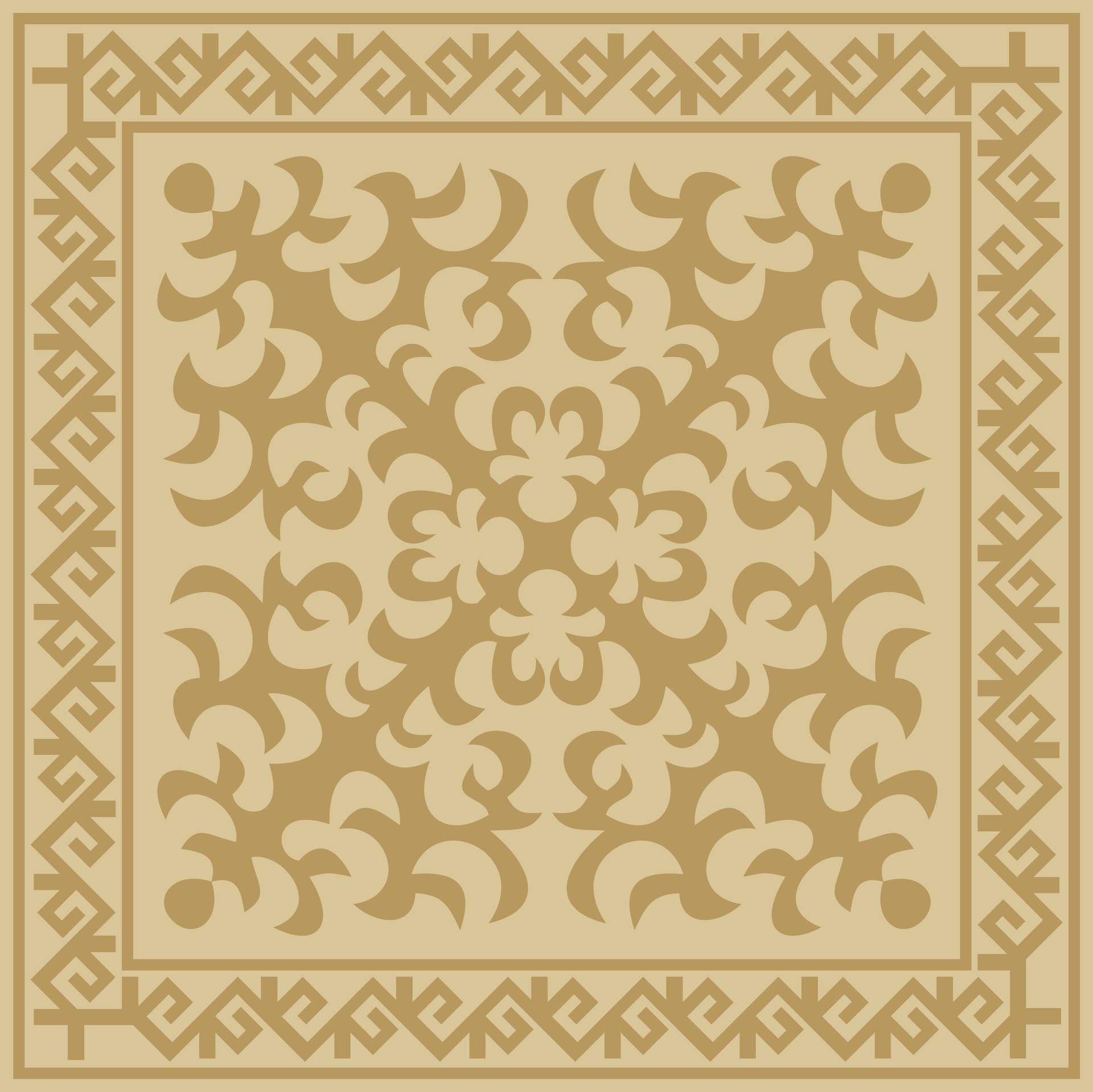 Golden Square Kazakh National Ornament Ethnic Pattern Of The Peoples