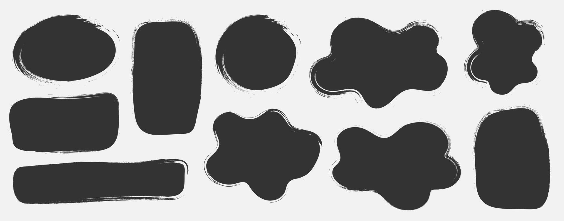 Set Of Groovy Black Zigzag Wavy Figure Rectangular Organic Playful Shapes With Textured Border