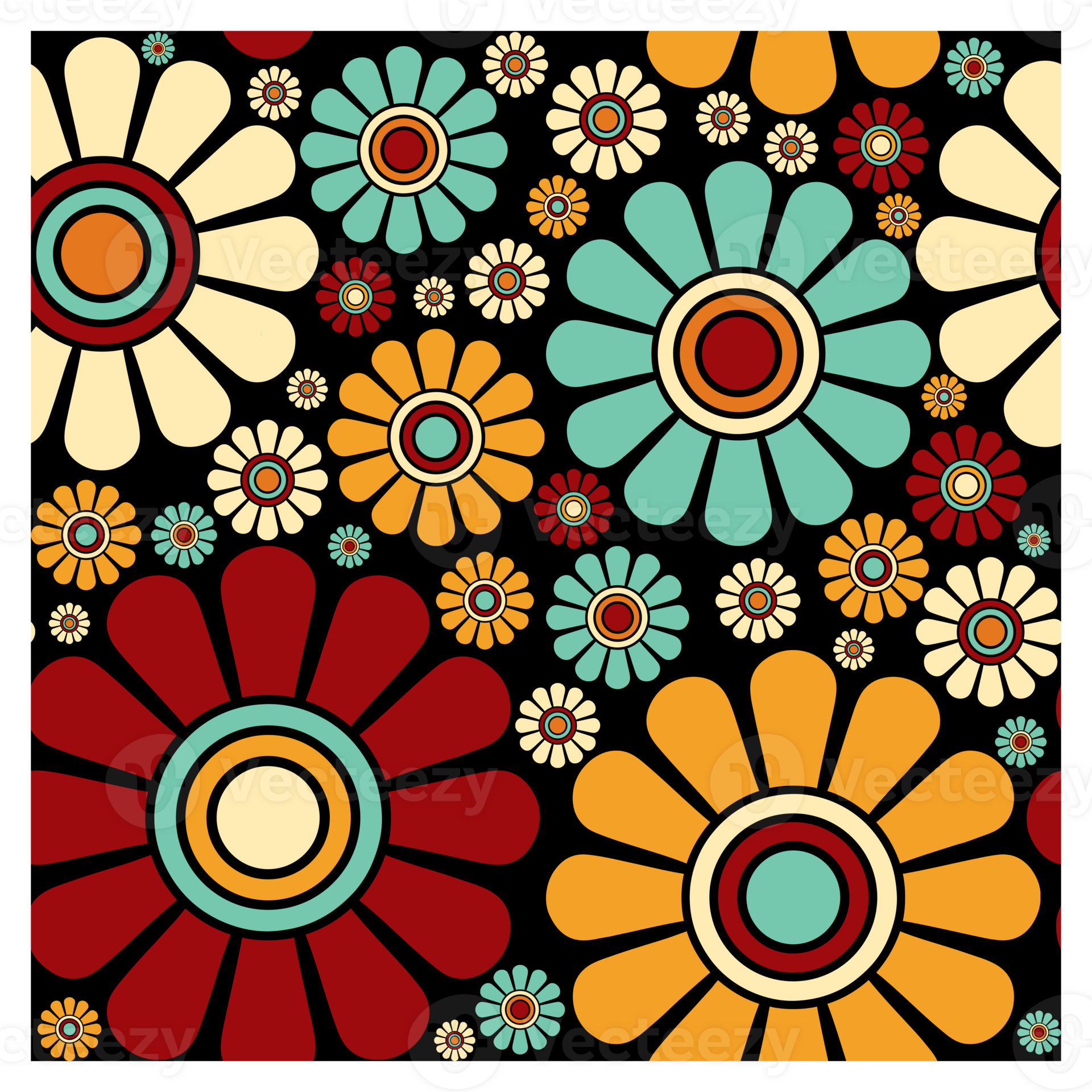 Colorful Large Daisy Flowers Seamless Repeating Pattern 49423765 Png