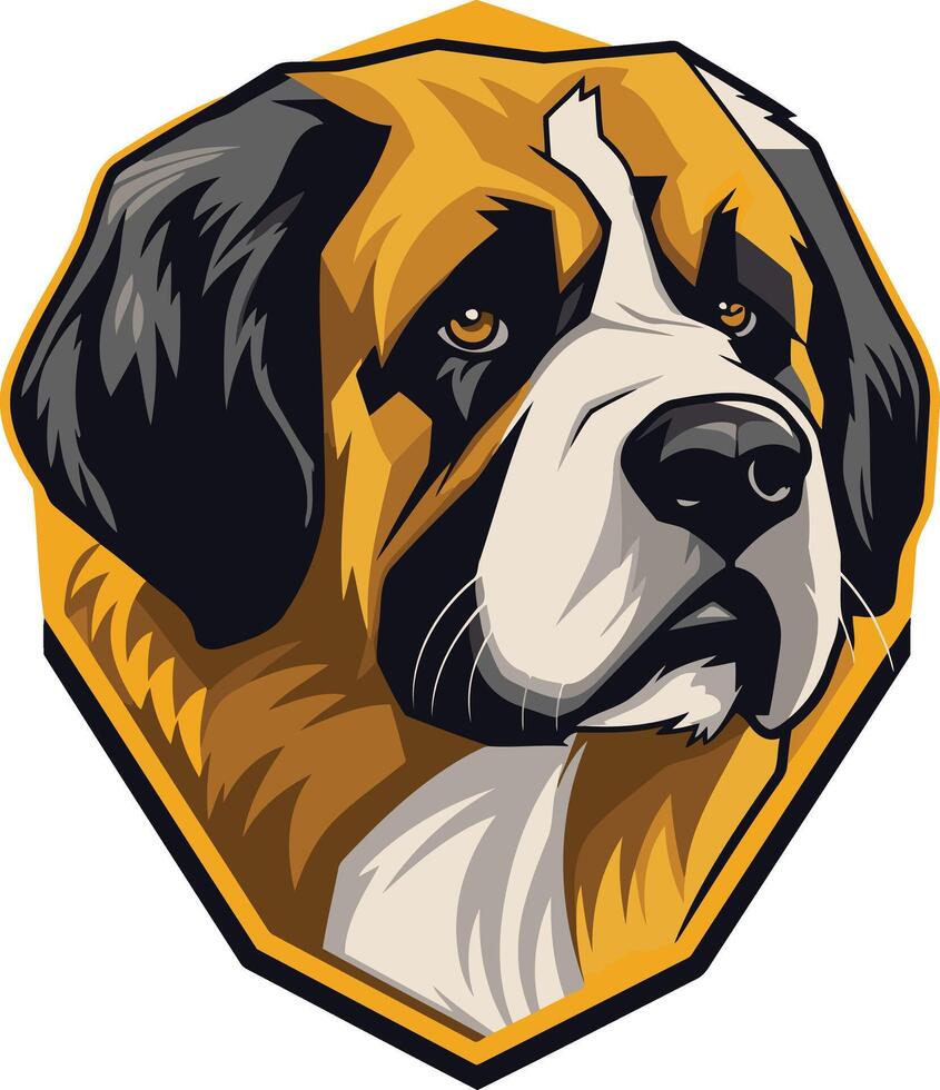 A bold and friendly cartoon illustration of a saint bernard dog's head ...