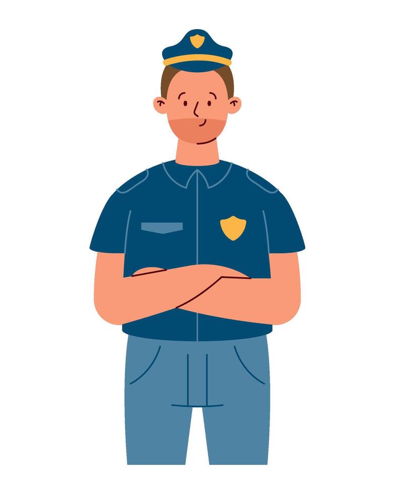 A Cartoon Police Officer Standing With His Arms Crossed 49430660 Vector