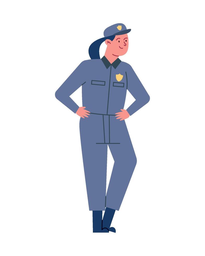 A Cartoon Police Officer Standing With His Hands On His Hips 49431009