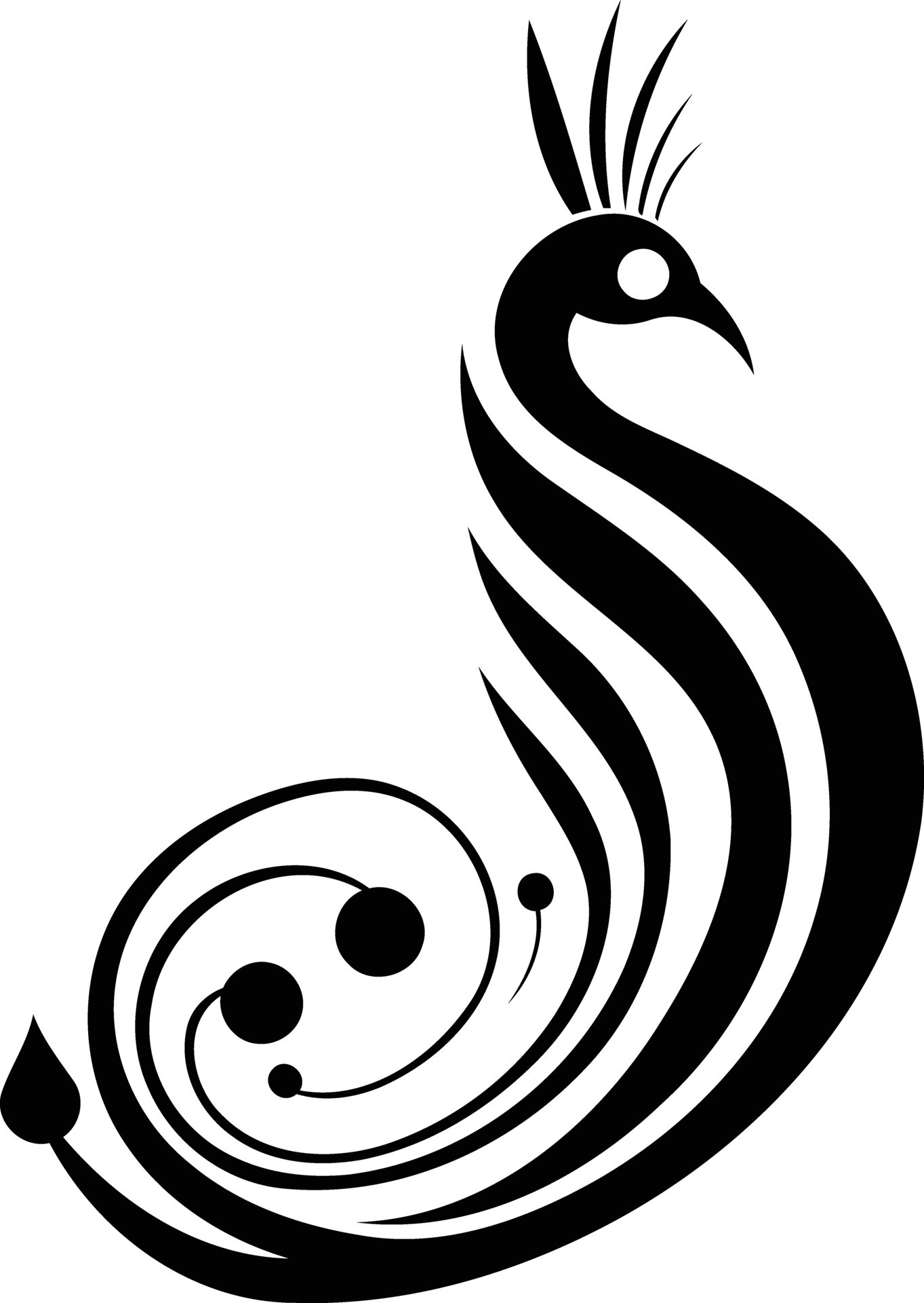 Stylish And Abstract Black And White Peacock Logo Design 49449474