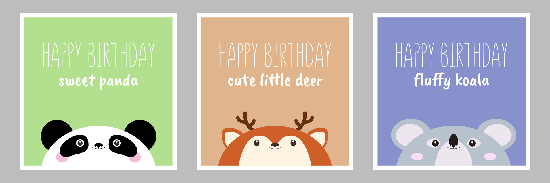 Cute Animal Birthday Cards for Kids 49457324 Vector Art at Vecteezy