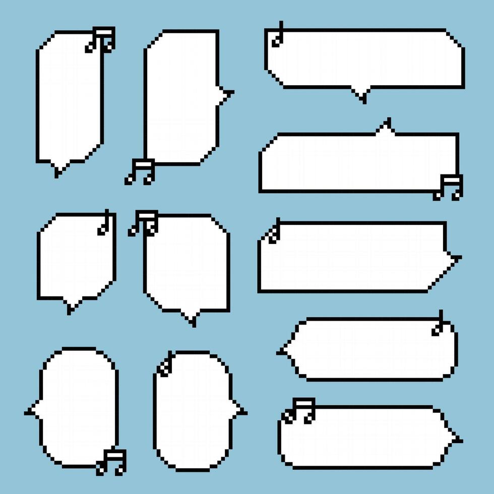 Collection Set Of Retro Game 8bit Pixel Speech Bubble Balloon With