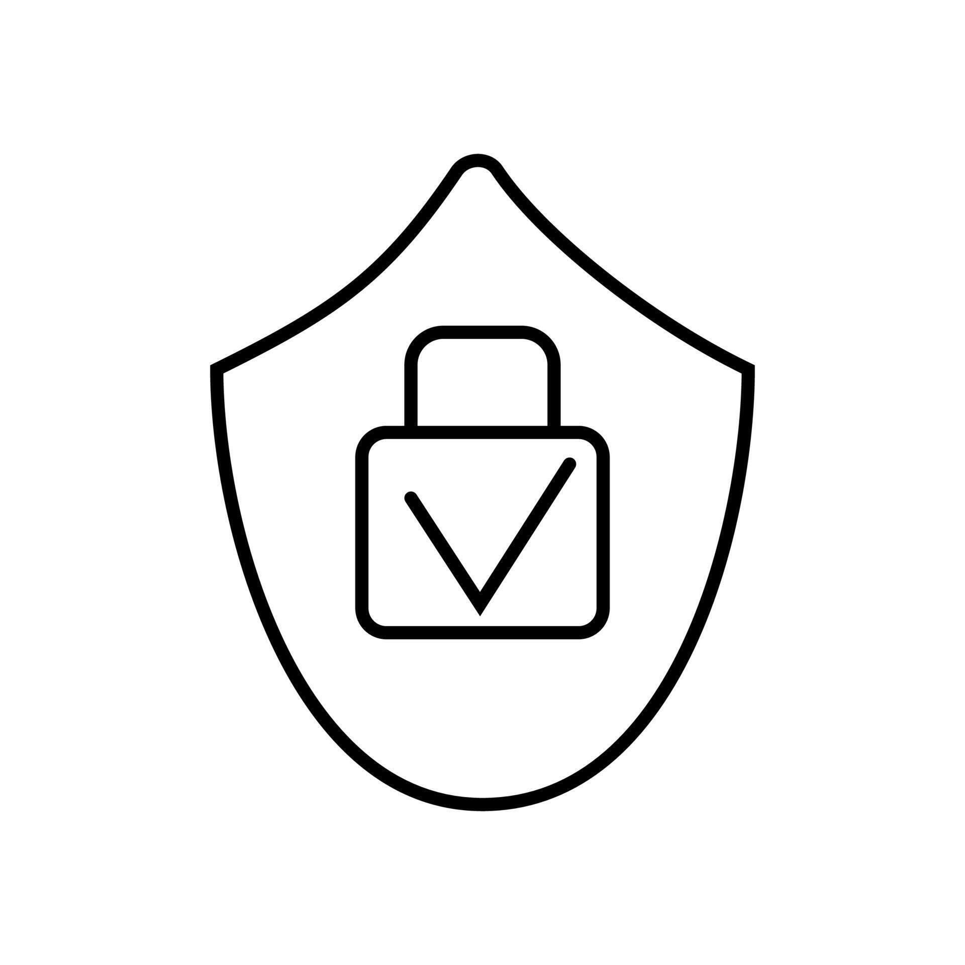 Secure lock symbol on a shield representing safety and protection in a ...