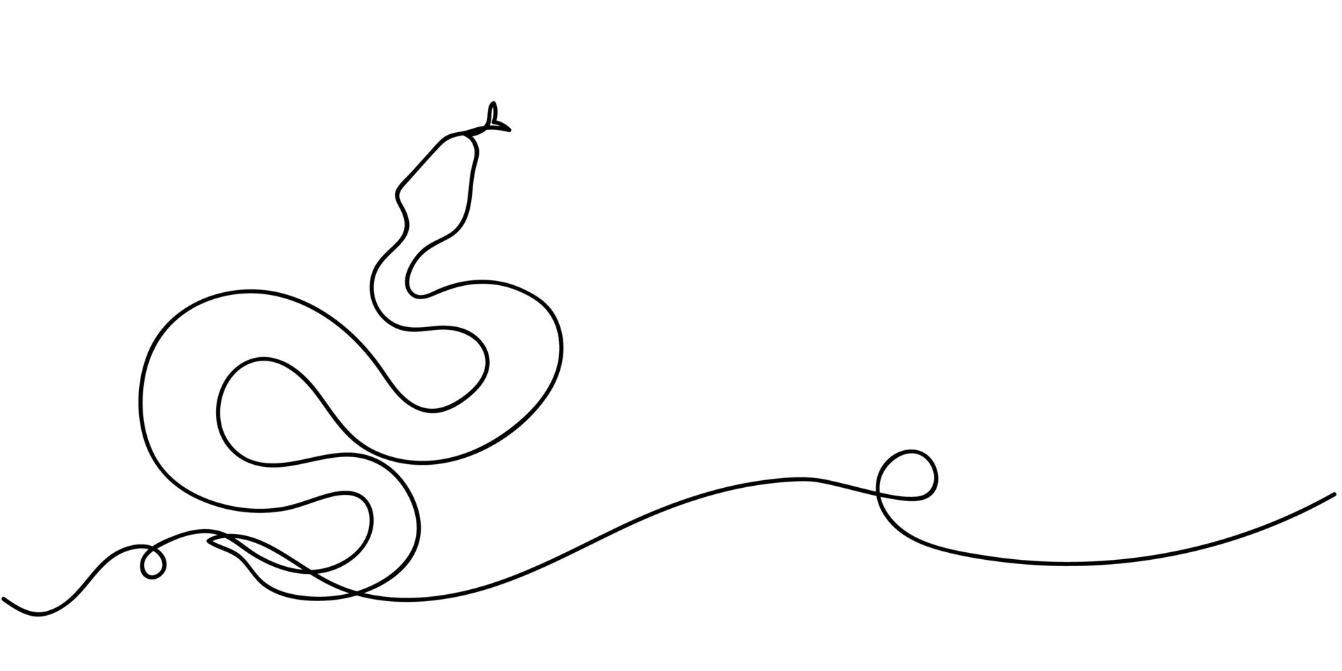 Simple and elegant line drawing of a snake coiled on a blank background ...