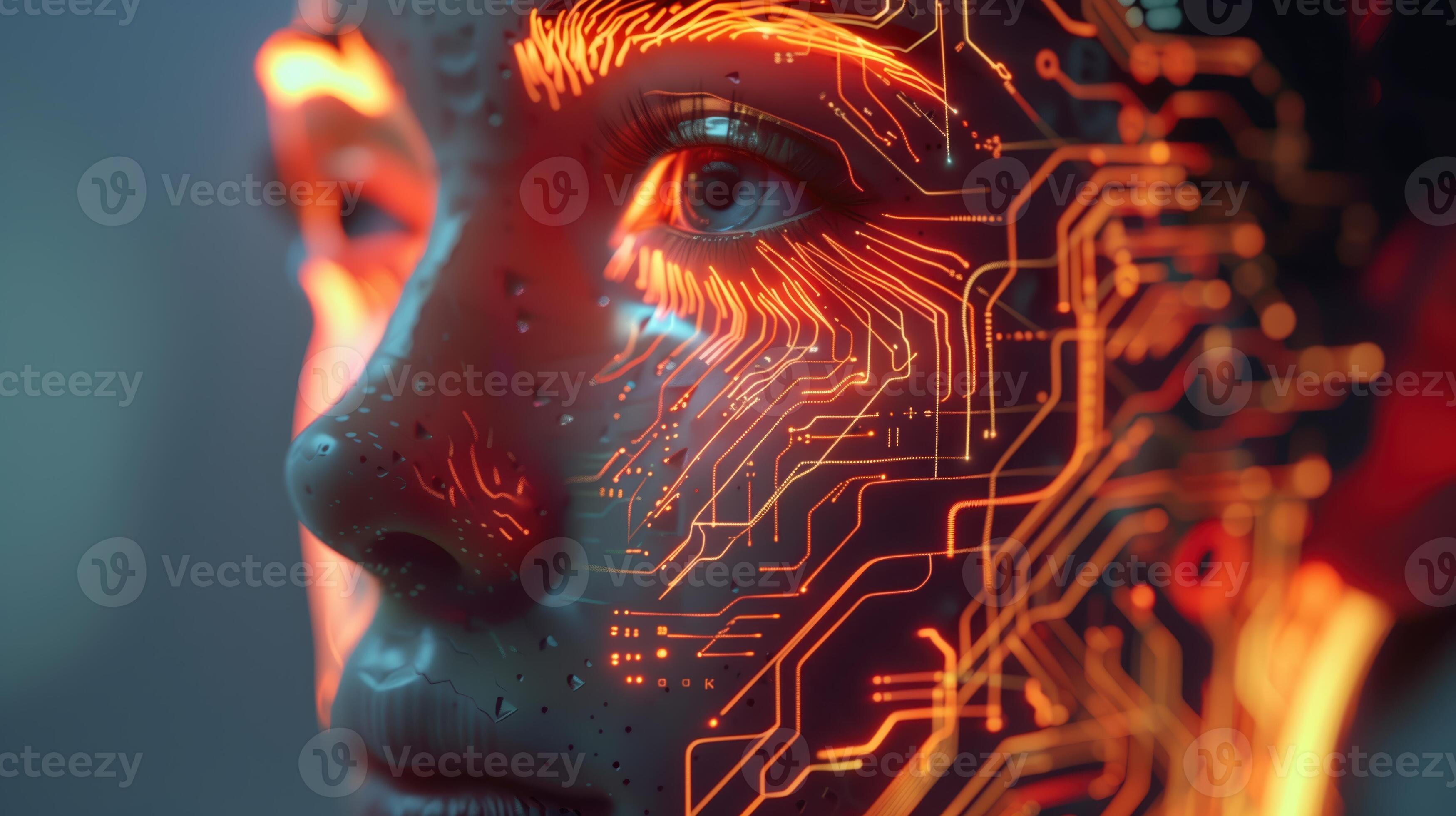 Futuristic Concept of Artificial Intelligence Depicted in a Digital ...