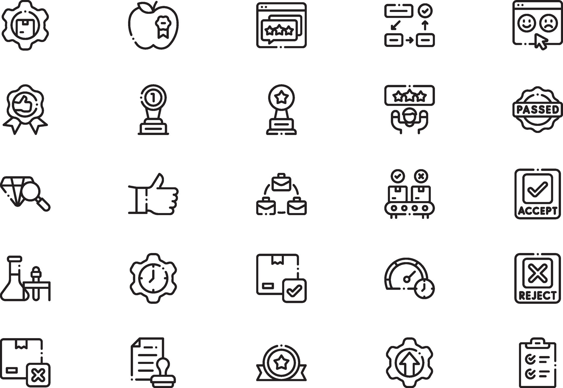 Quality Control Icons Collection Is A Illustration With Editable Stroke