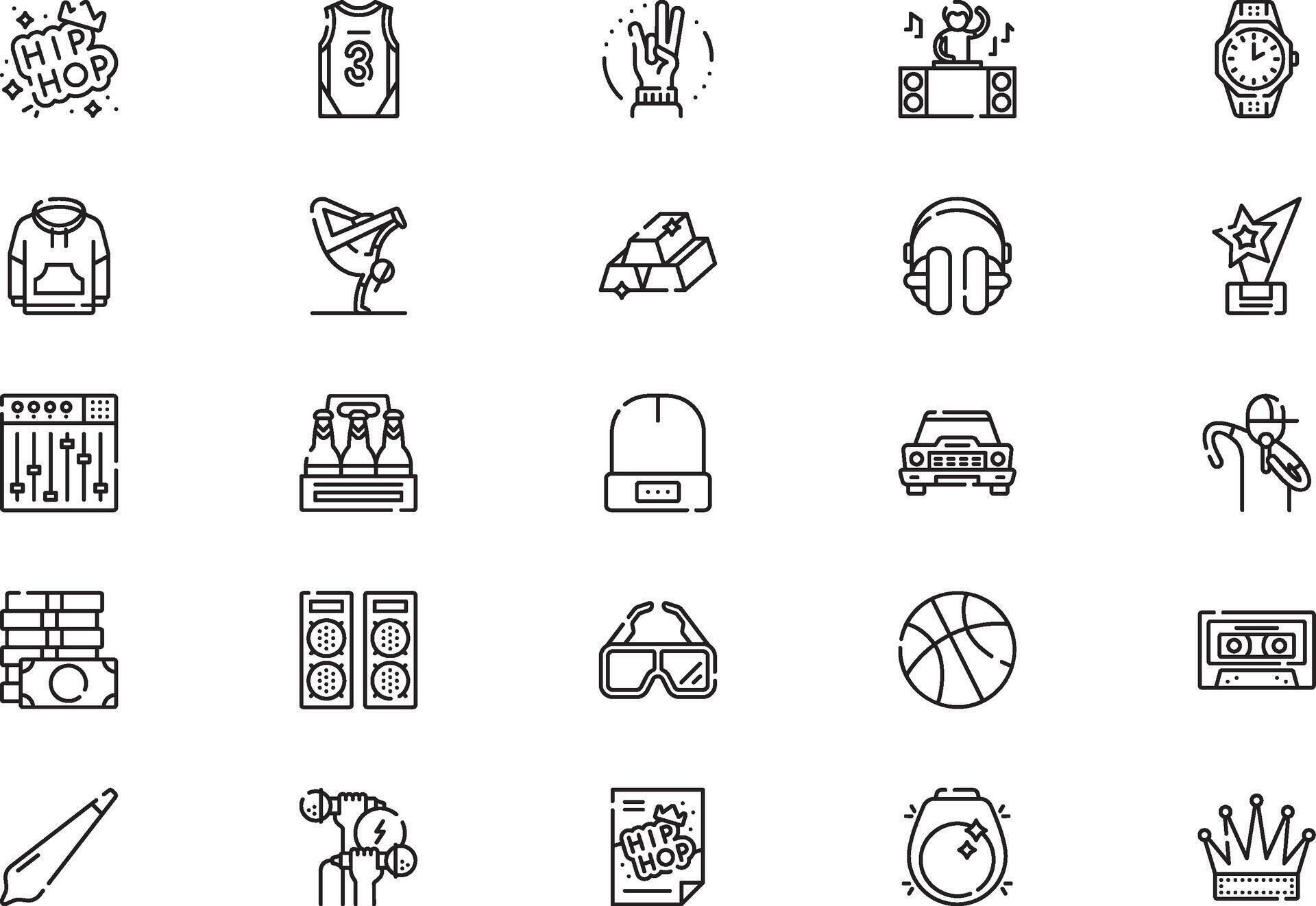 Hip Hop Icons Collection Is A Illustration With Editable Stroke 49471633 Vector Art At Vecteezy