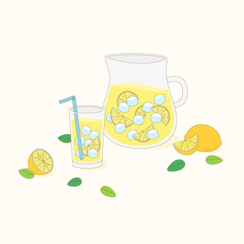 lemonade glass and jar 49479294 Vector Art at Vecteezy