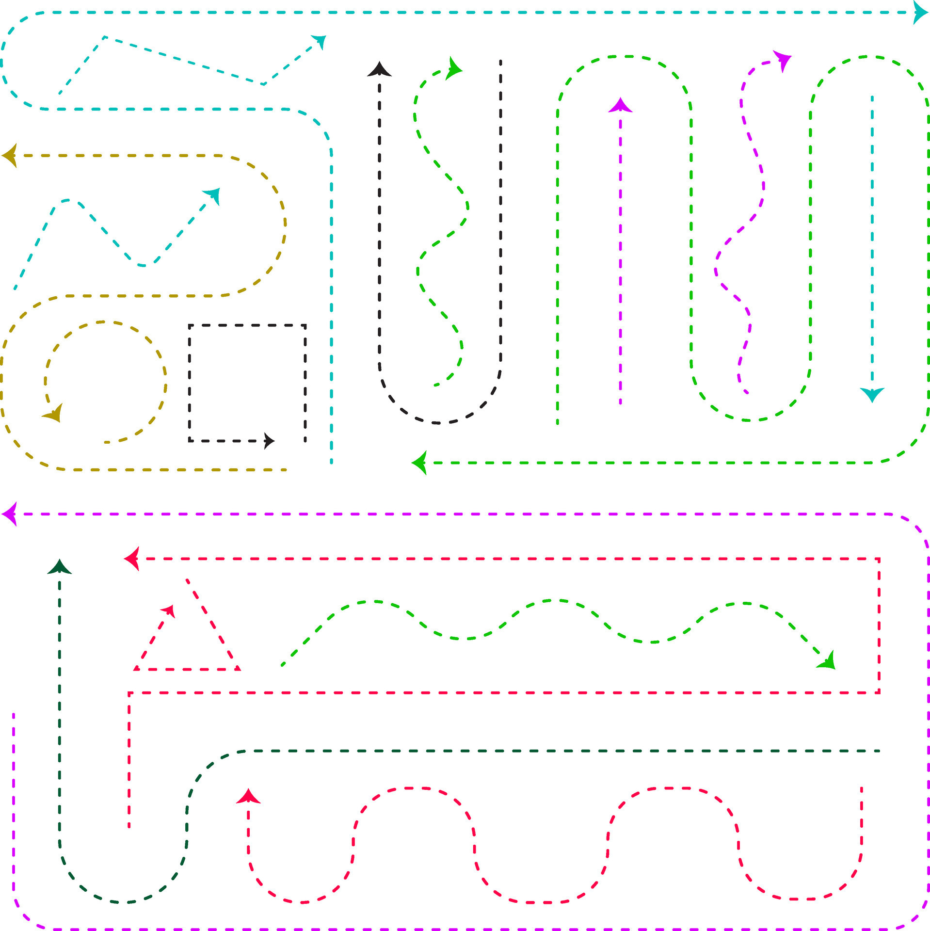 Dotted Line Arrows Clean Dot Style Hand Drawn Doodle Arrow Set Curve Dotted Lines Dashed