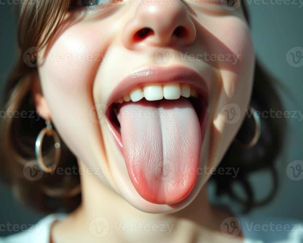 Close-up of a woman sticking her tongue out 49484374 Stock Photo at Vecteezy