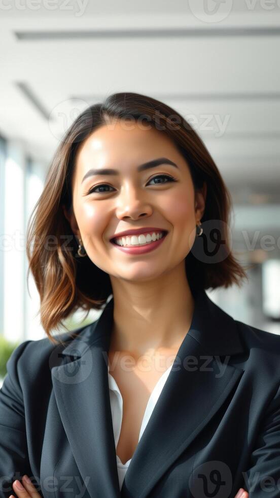 Confident Businesswoman Smiling with Arms Crossed 49486193 Stock Photo ...