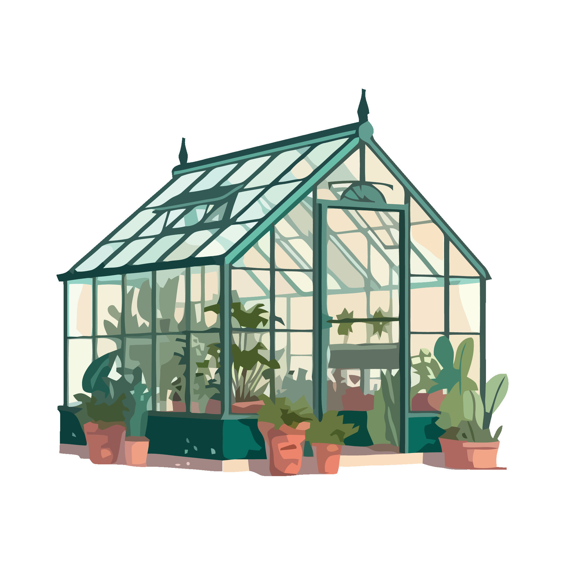 Greenhouse with plants and potted plants, illustration 49493267 Vector Art at Vecteezy