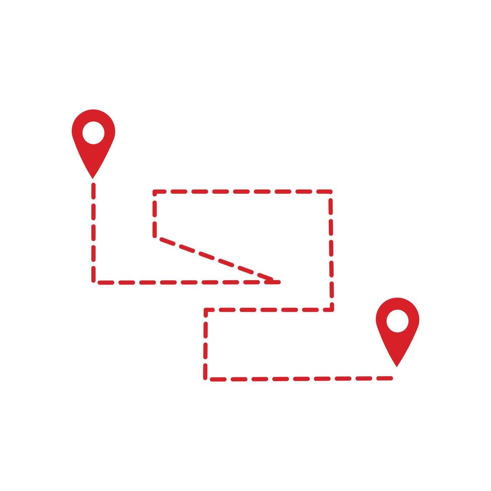 navegación línea. mapa puntero icono. rojo lineal icono en blanco ...