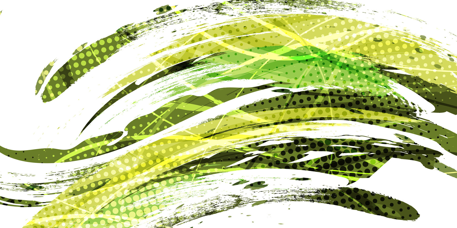 Abstract Green Brush Background with Halftone Effect. Brush Stroke ...