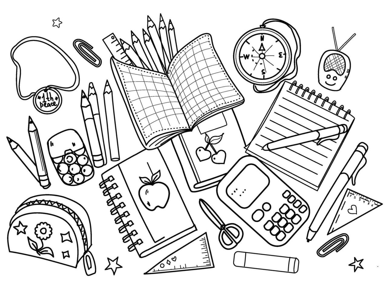 School Things Coloring Worksheet