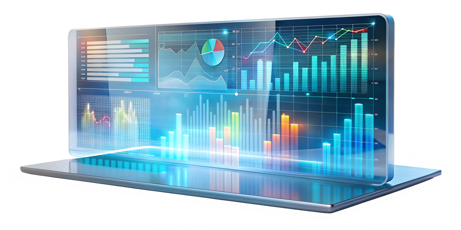 Futuristic Data Visualization Technology On A Sleek Tablet Display Cut