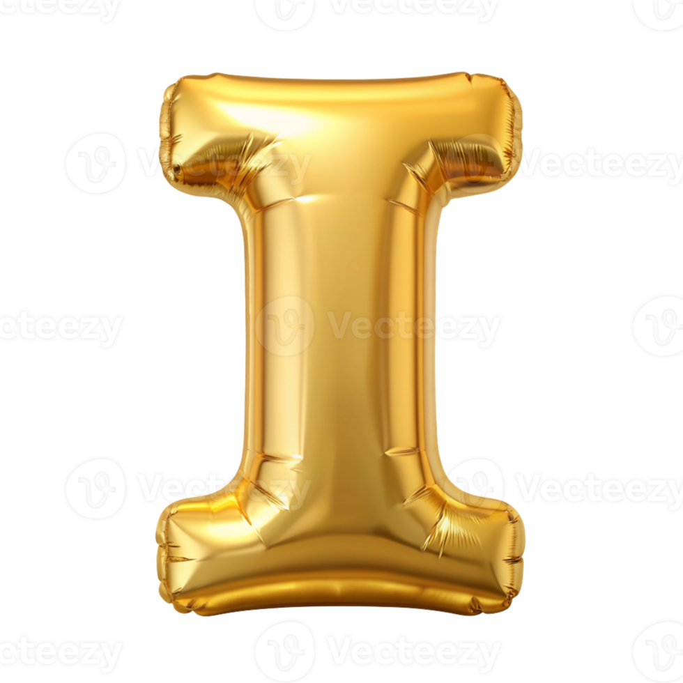3D Gold Balloon Letter I cut out isolated PNG transparent 49515252 PNG
