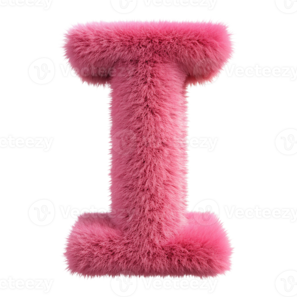 Pink Fluffy 3D Letter I - Creative Alphabet Design cut out isolated PNG transparent 49515438 PNG