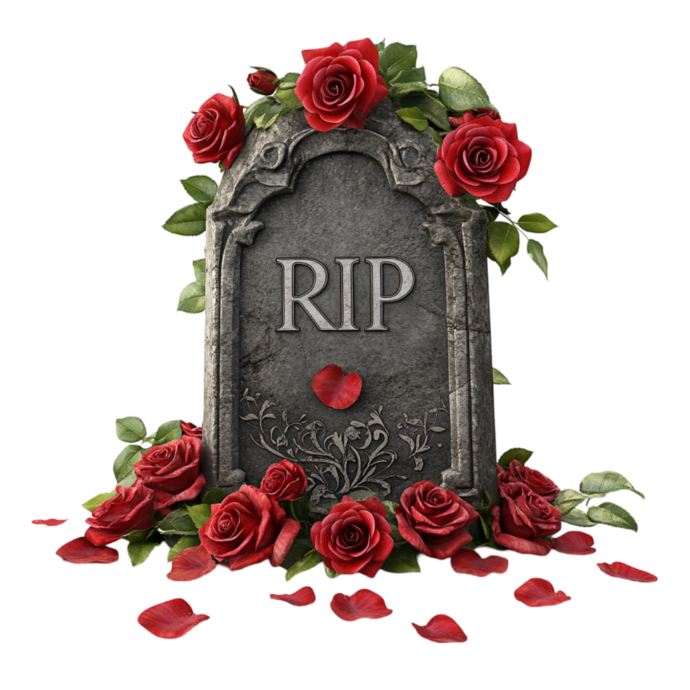 RIP Tombstone with Roses AI-Generative 49516111 PNG