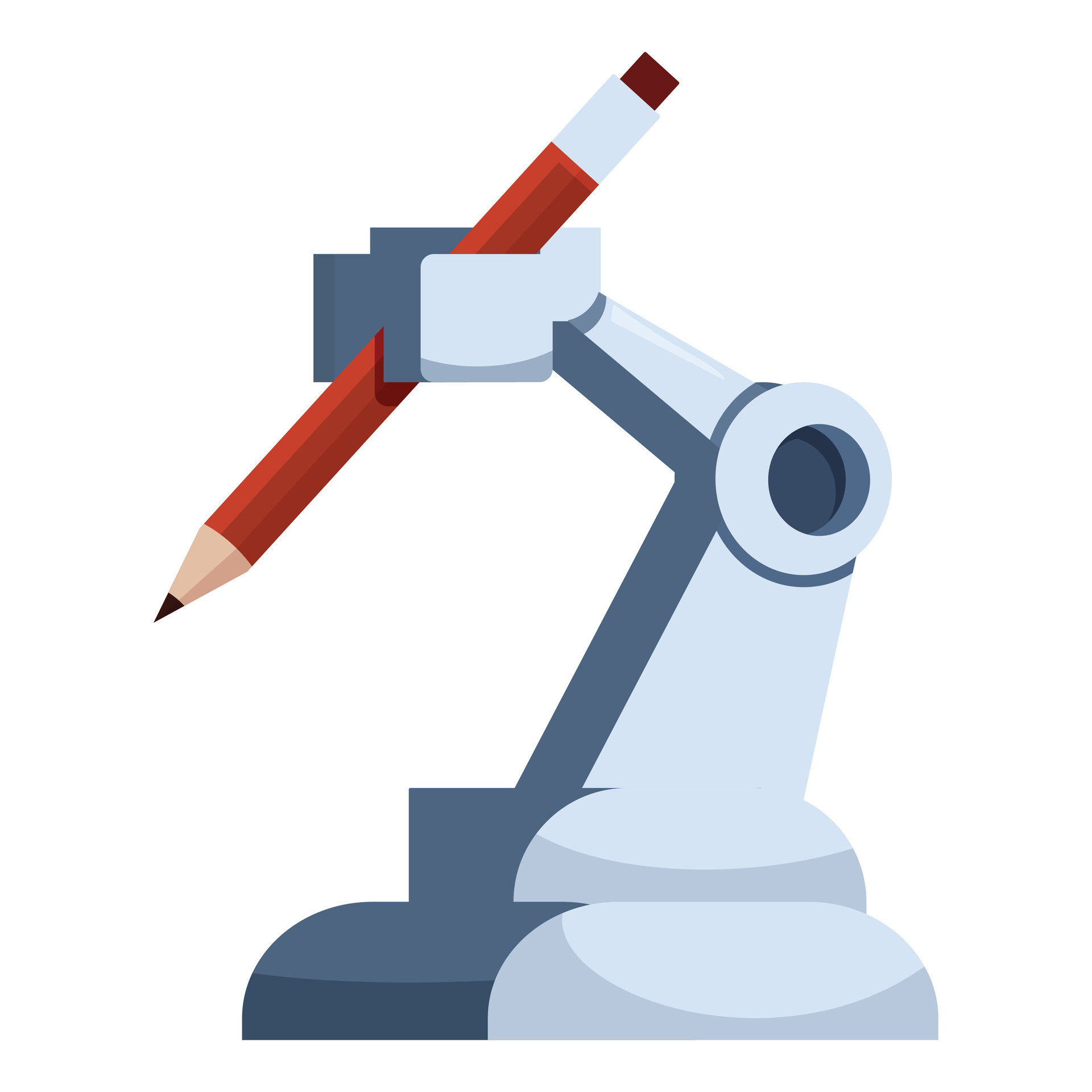 Robot arm holding pencil creating content 49519950 Vector Art at Vecteezy Robot arm holding pencil creating content 49519950 Vector Art at Vecteezy