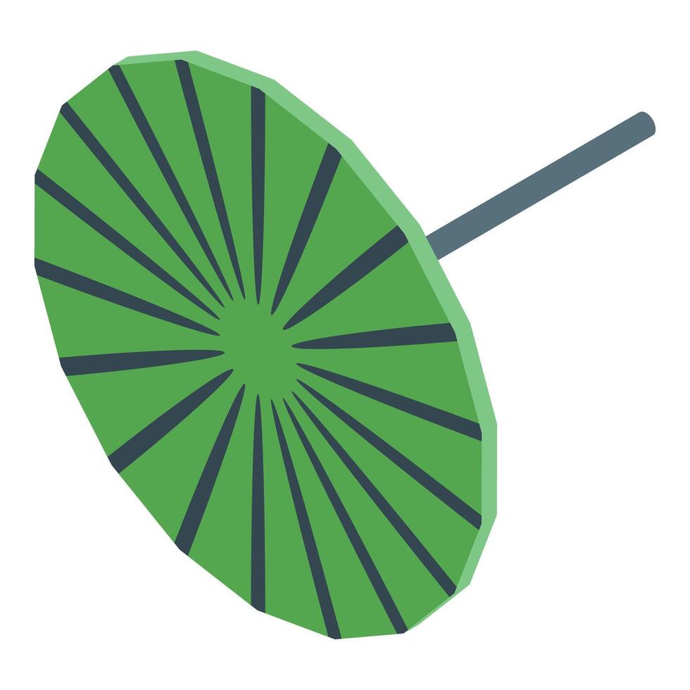 Green beach umbrella spreading shadow protecting from sun isometric ... Green beach umbrella spreading shadow protecting from sun isometric ...