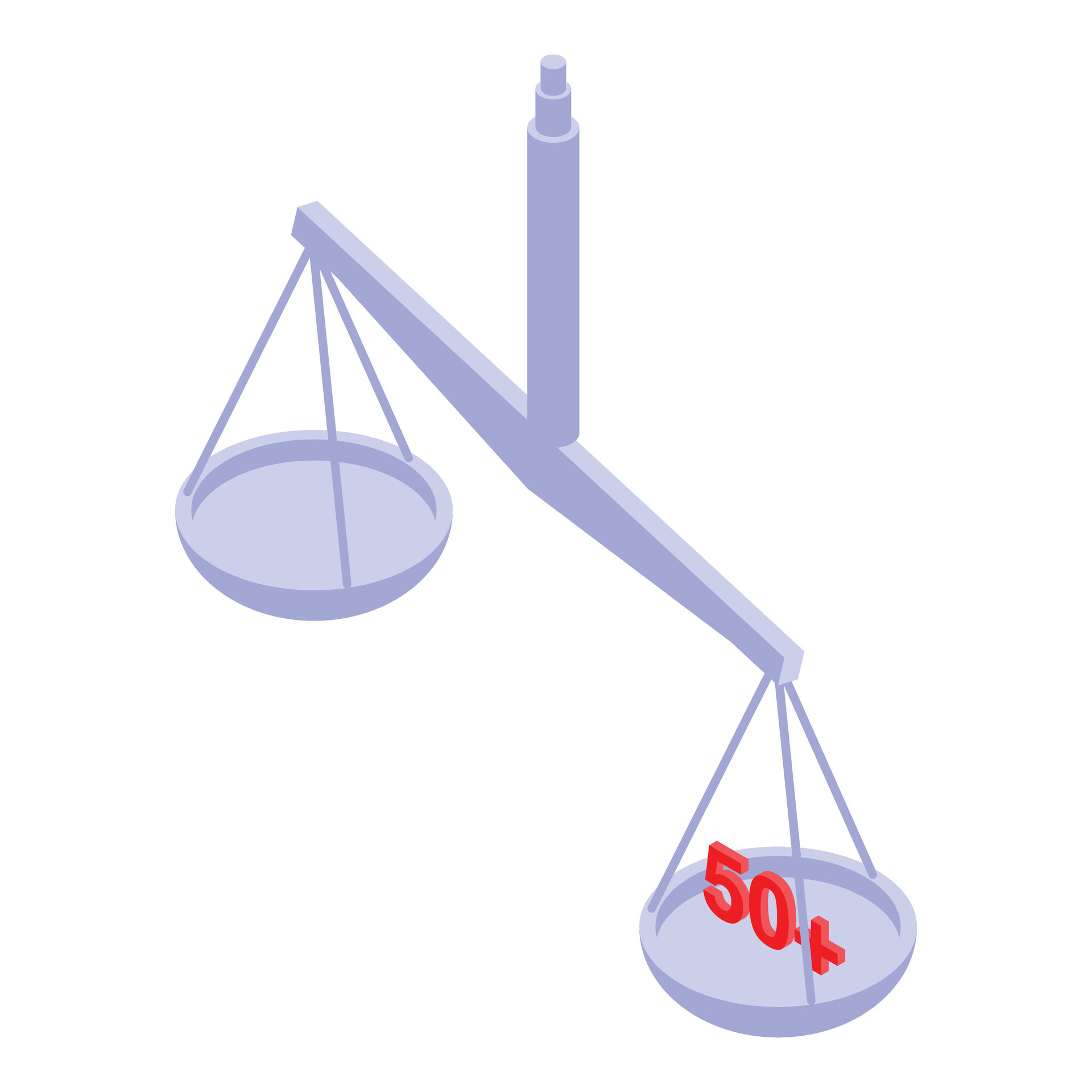 Balance scale comparing 50 plus age group with empty scale pan 49525137 ...