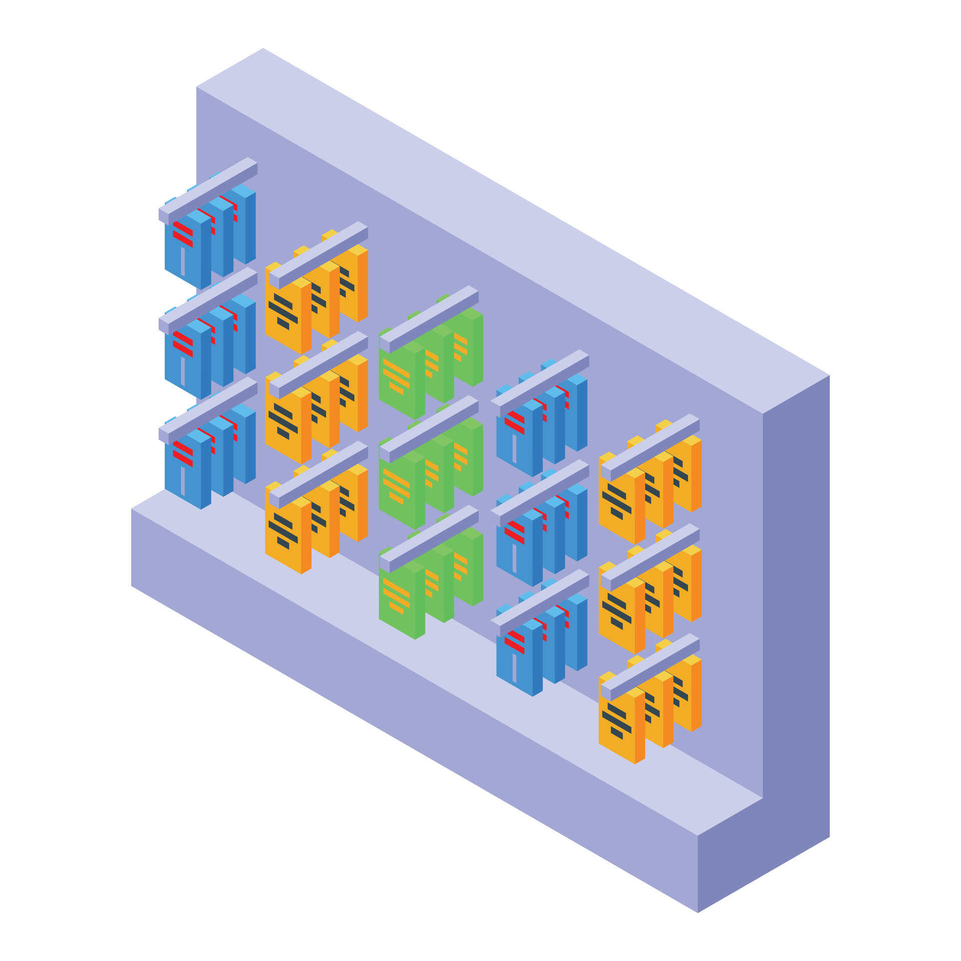 Data Center Server Room Hosting Showing Cloud Computing With Modern