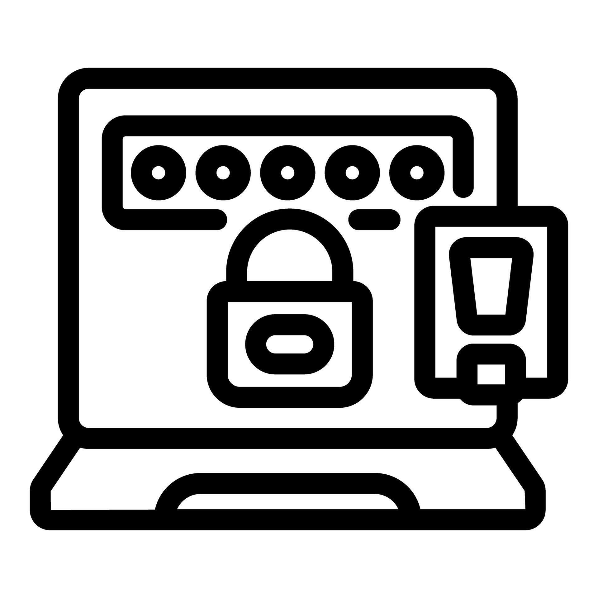 Laptop showing password protected access with padlock and keycard 49528640 Vector Art at Vecteezy
