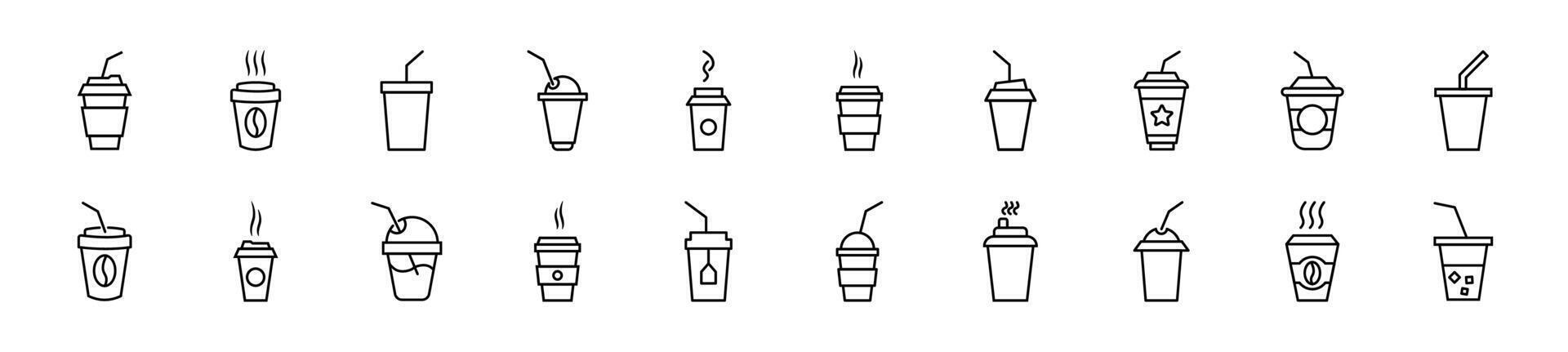 Pack Of Linear Symbols Of Disposable Cup Editable Stroke Linear Symbol For Web Sites