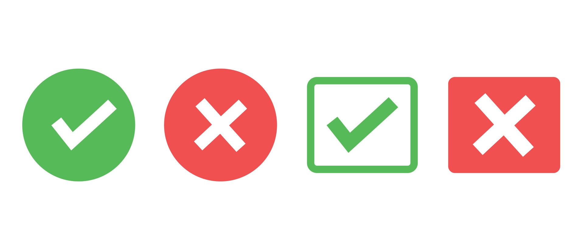 Icons of checkmarks and crosses. Yes or no checkbox. 49534577 Vector Art at Vecteezy