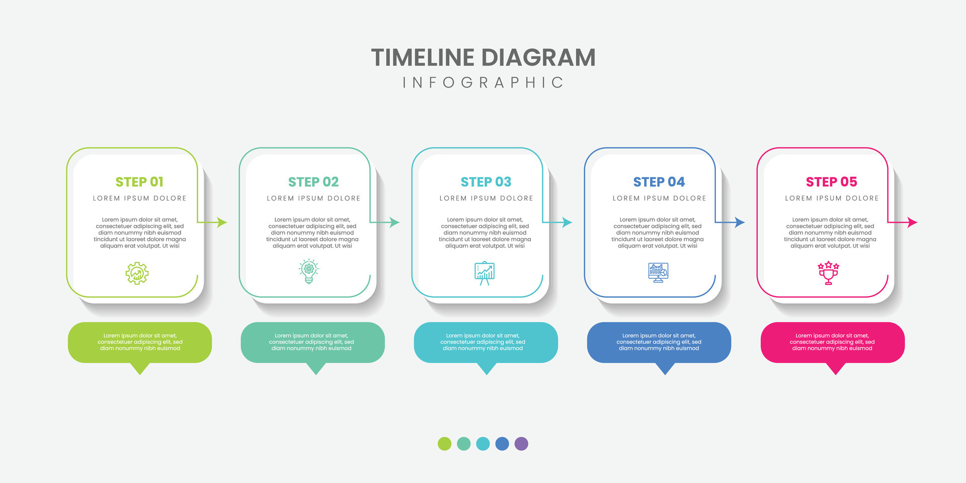 Timeline Creator infographic template. 5 Step timeline journey, calendar Flat simple ...