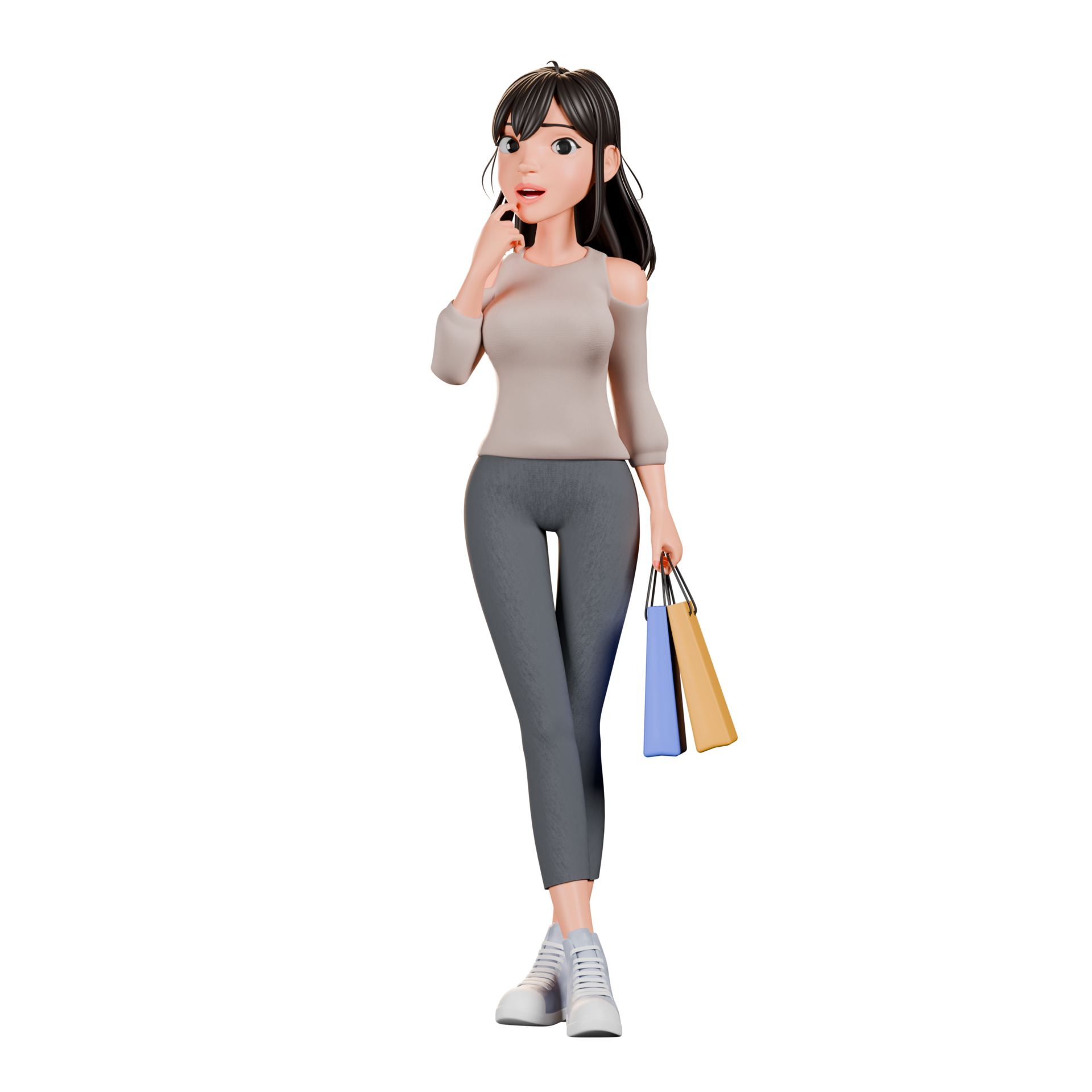 3d Girl Character On Shopping Expedition 49547901 Png