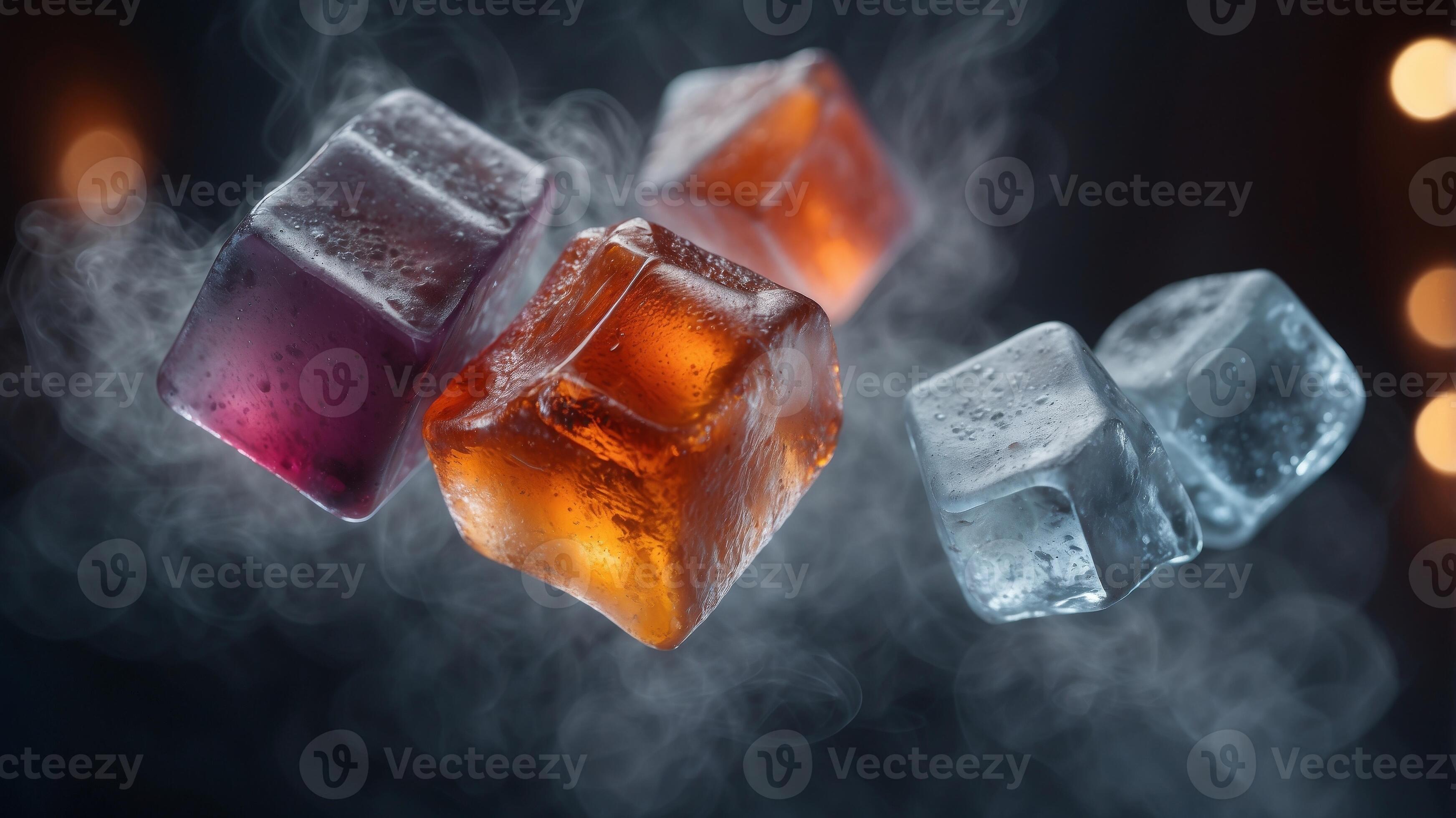 Floating Ice Cubes in Mystical Smoke and Sparkles. 49548734 Stock Photo at Vecteezy