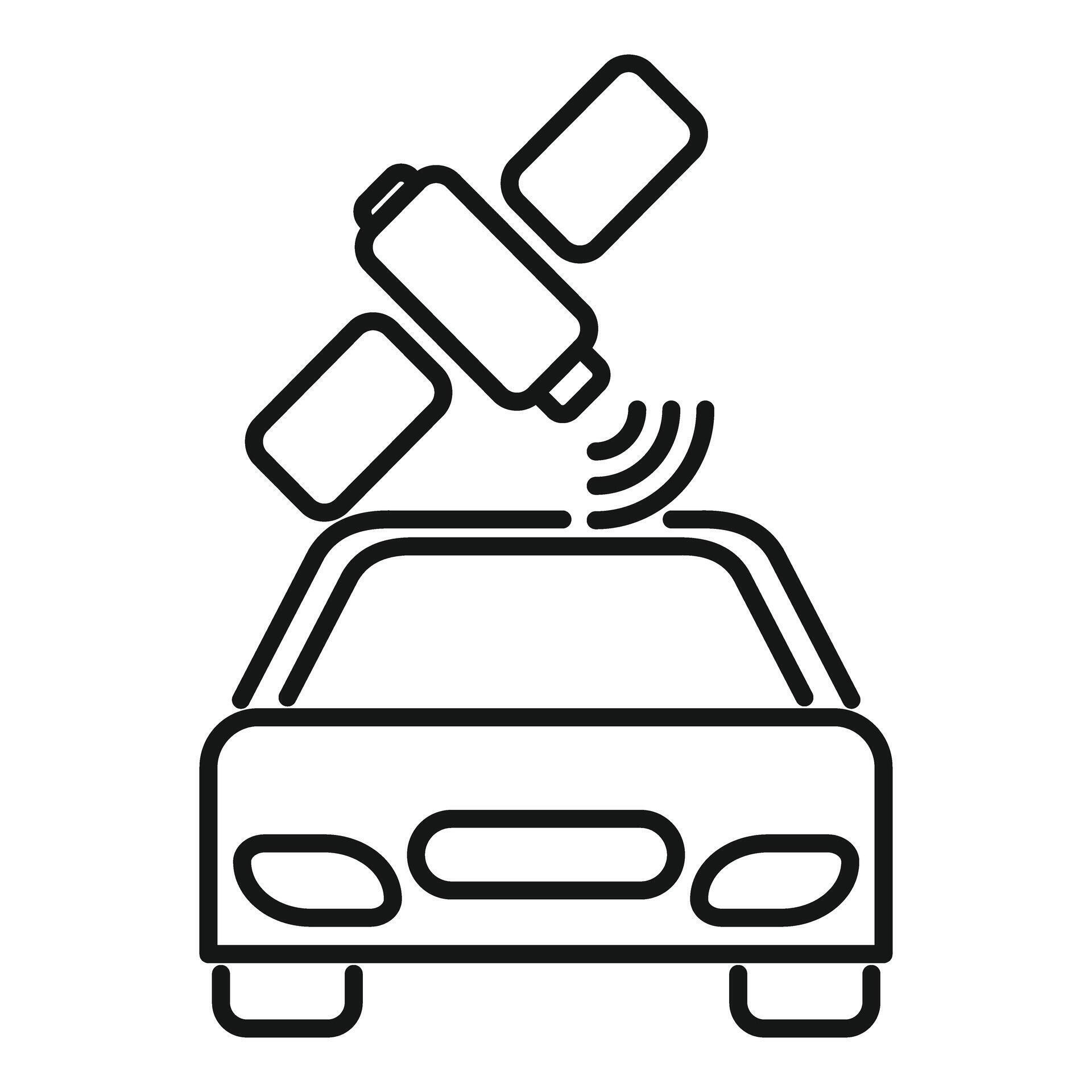 Satellite Navigation System Transmitting Signals To Car 49554551 Vector