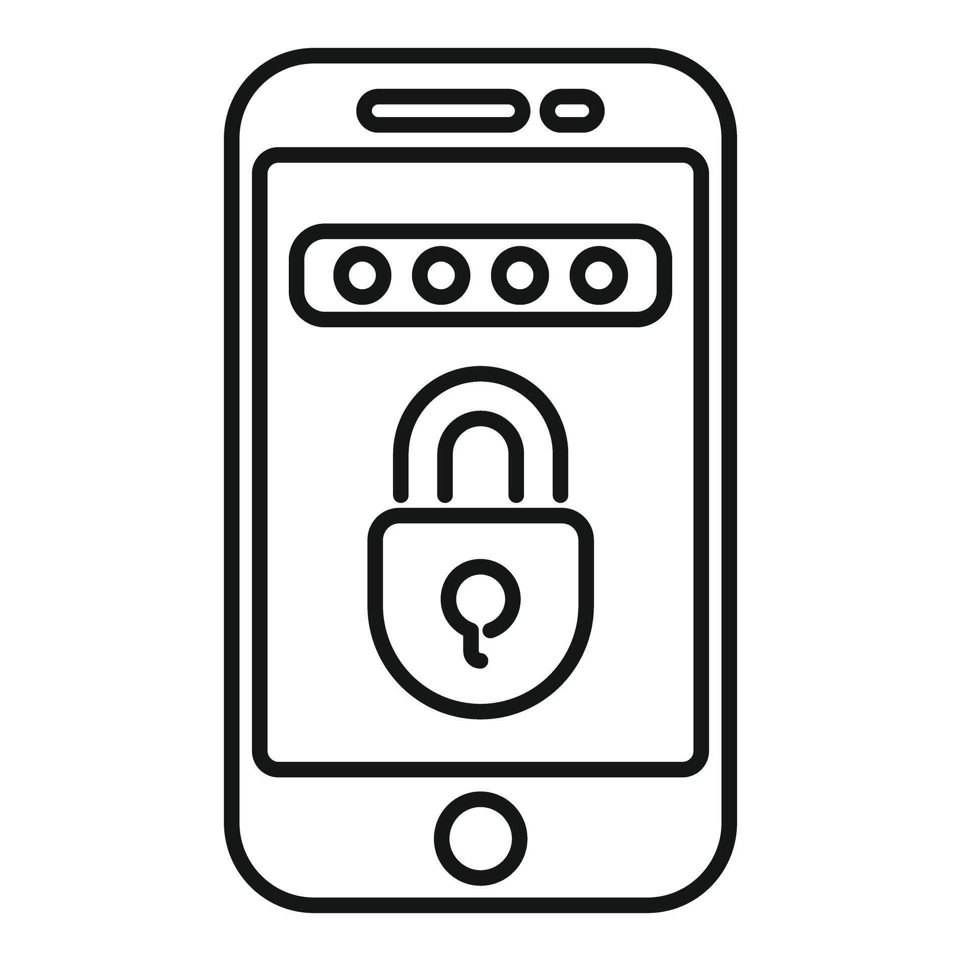 Mobile Phone Showing Password Protected Screen With Closed Lock Icon