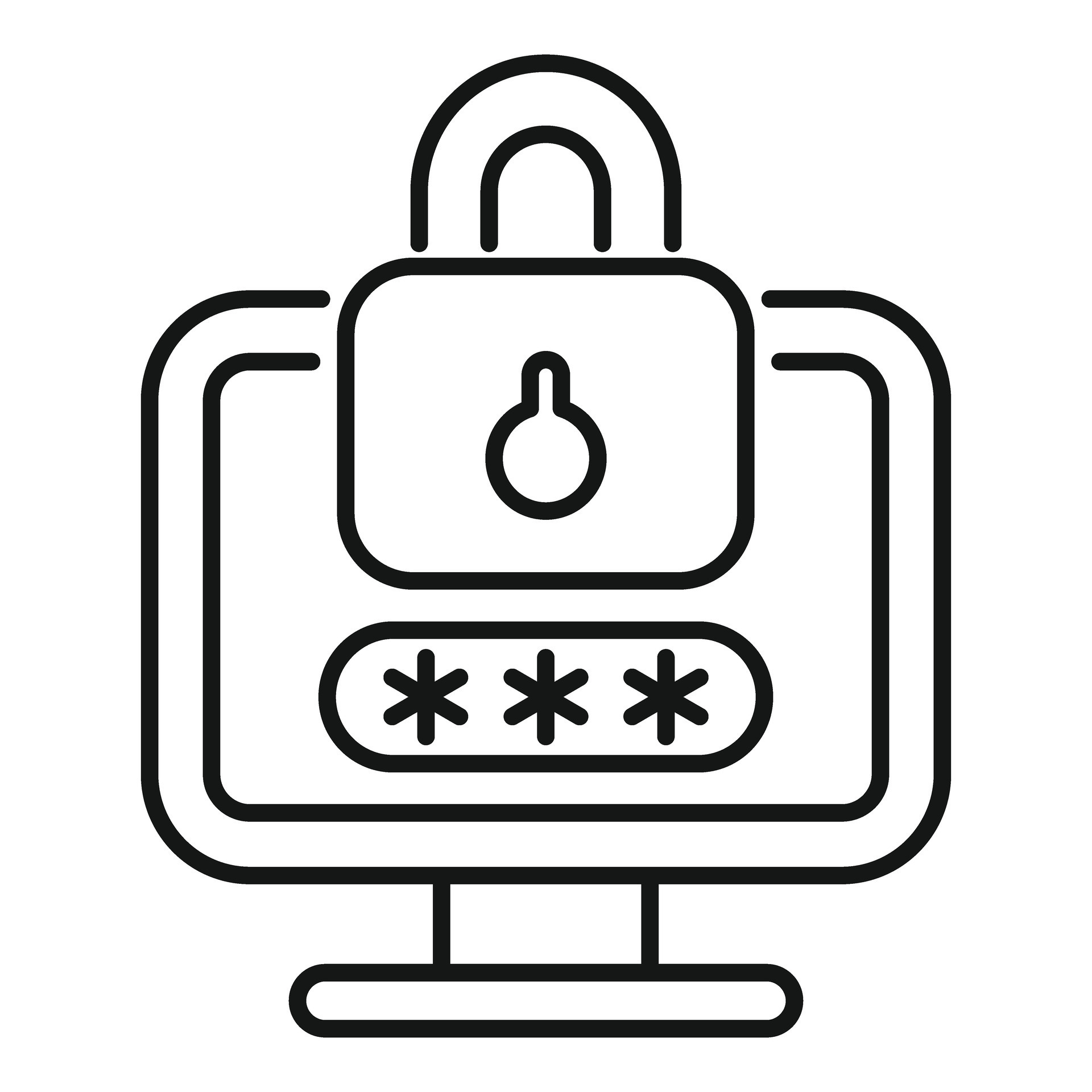 Computer Security System Showing Password Protection With Padlock