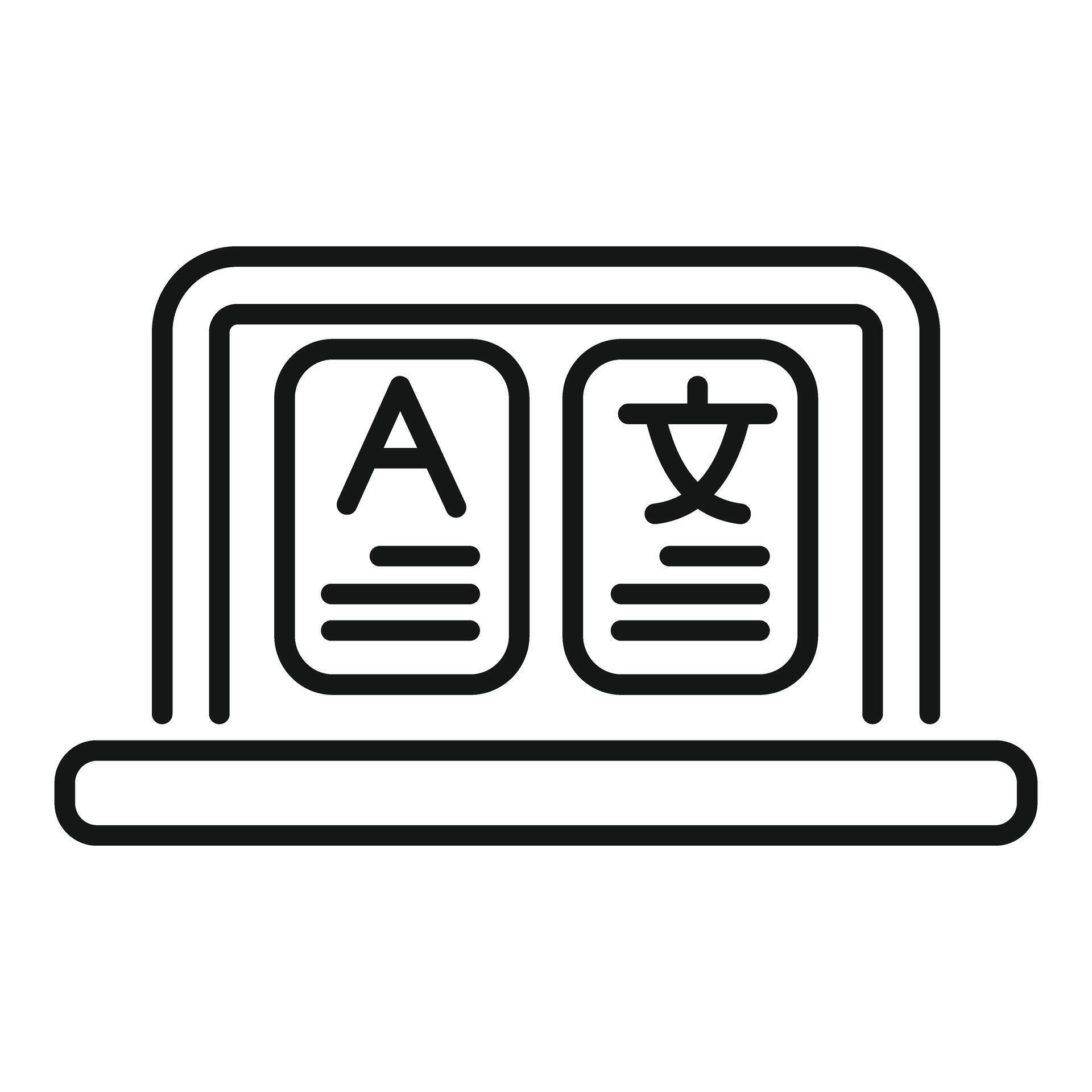 Laptop displaying language translation app interface 49555912 Vector ...