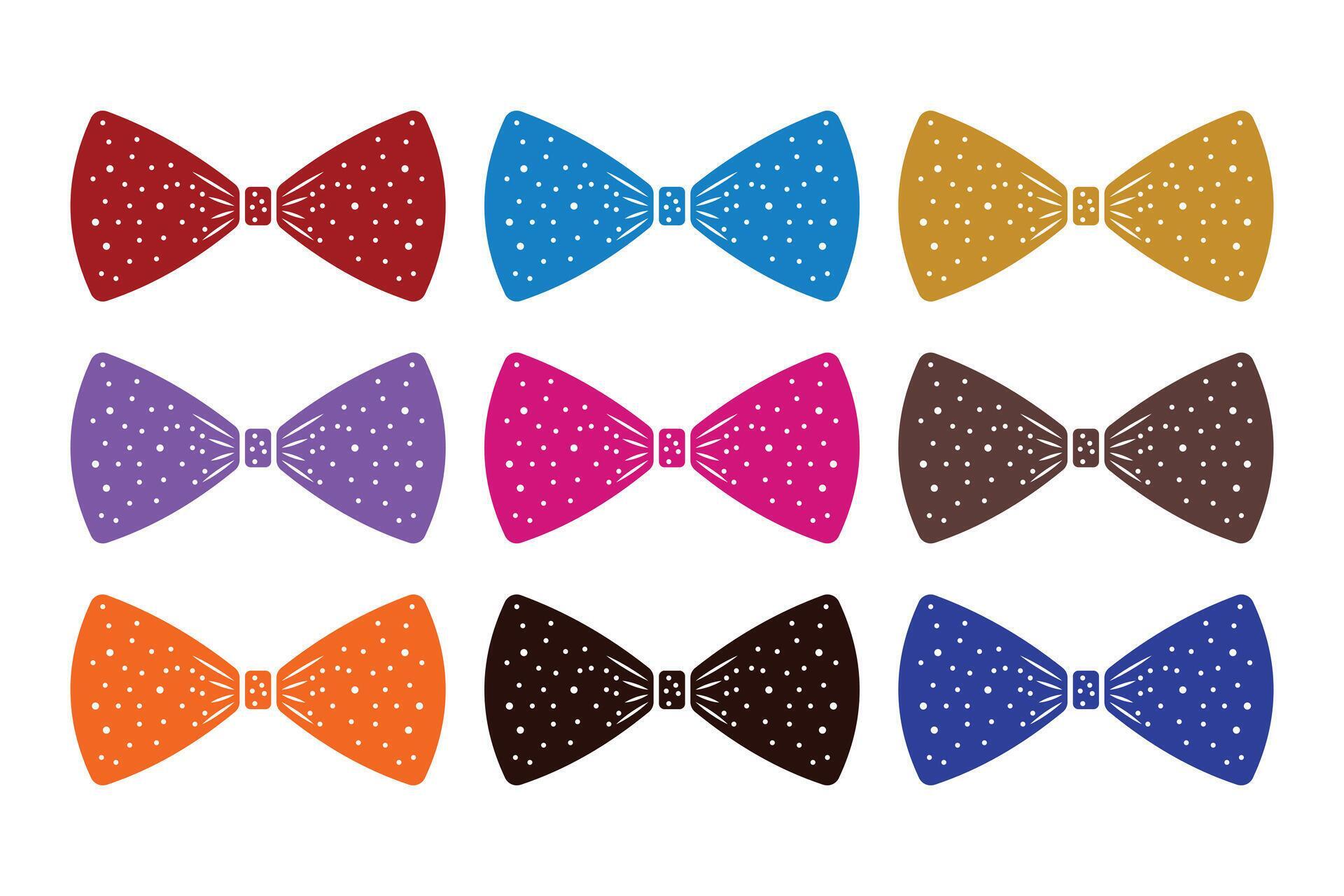 Bow ties icon. Set of coloured bow ties illustration. Formal male neck ...