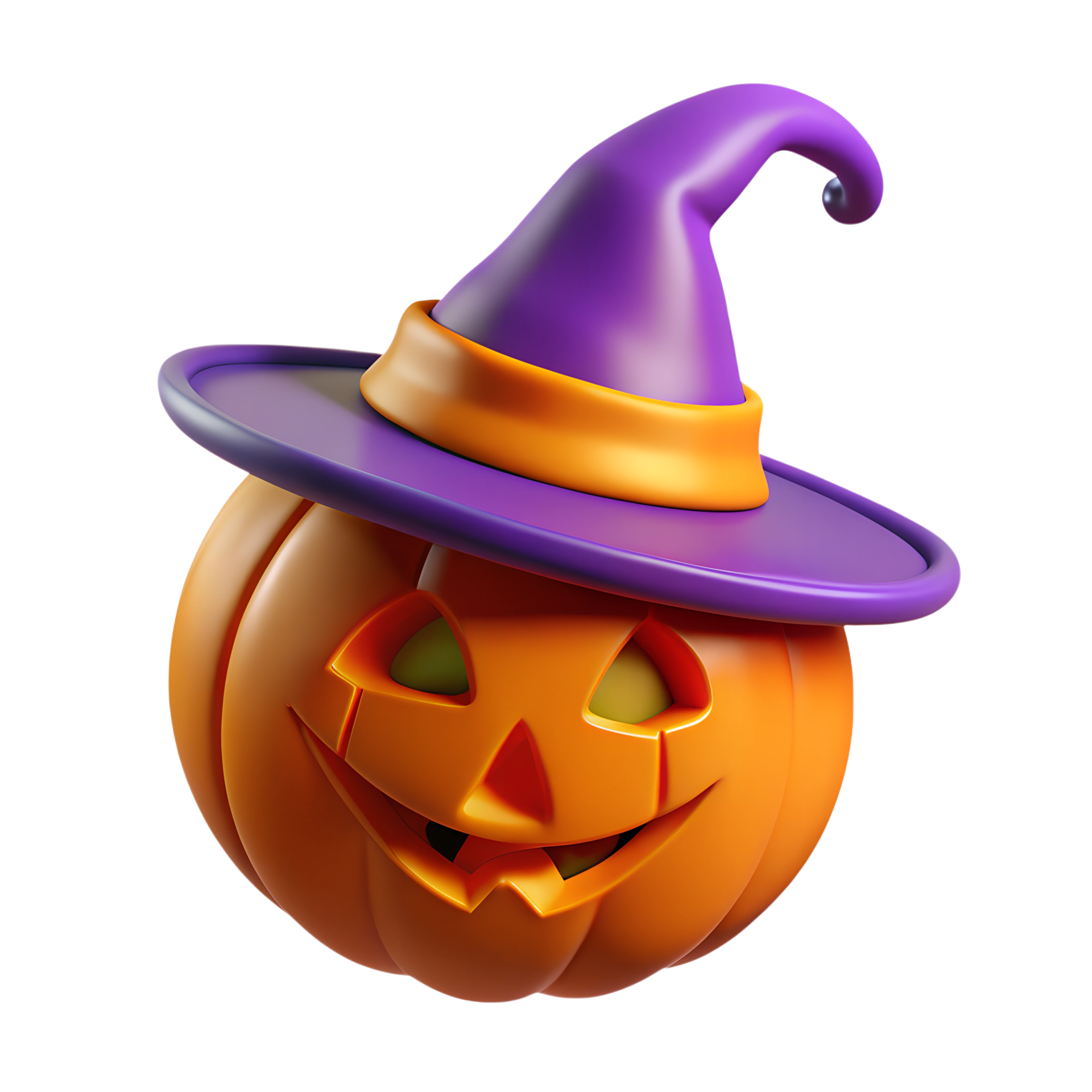Scary Halloween Pumpkin With Witchs Hat 3d Rendered Illustration Alloween Concept Design