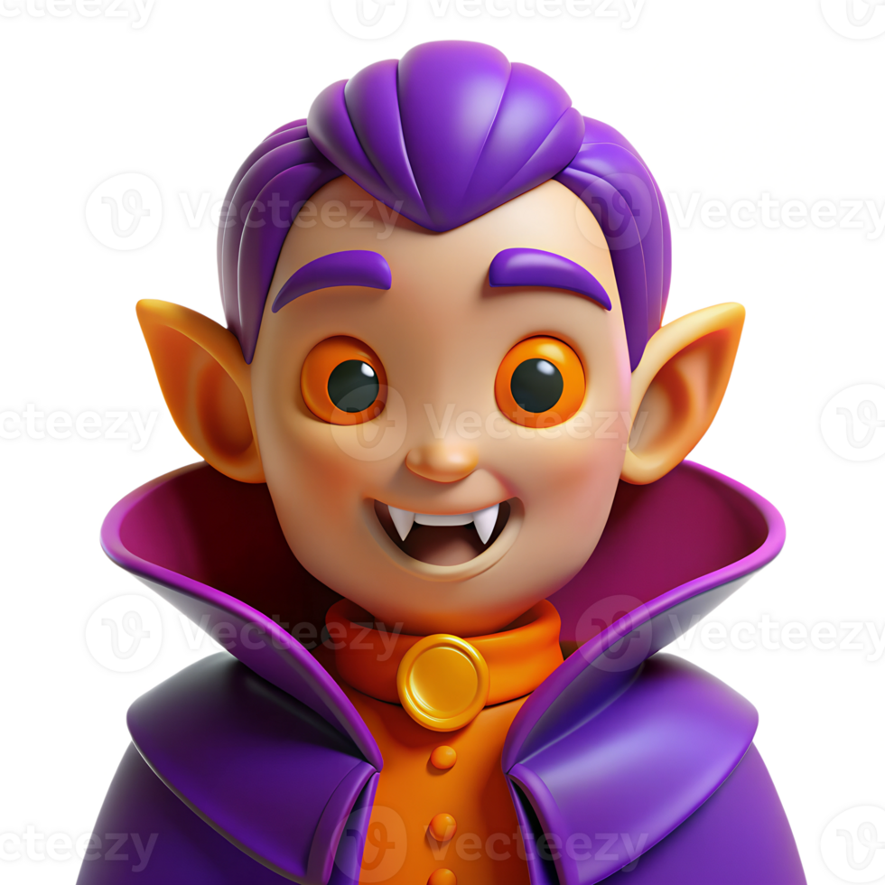 Cute Dracula Vampire Character With Sharper Teeth 3d Rendered Illustration Halloween Concept