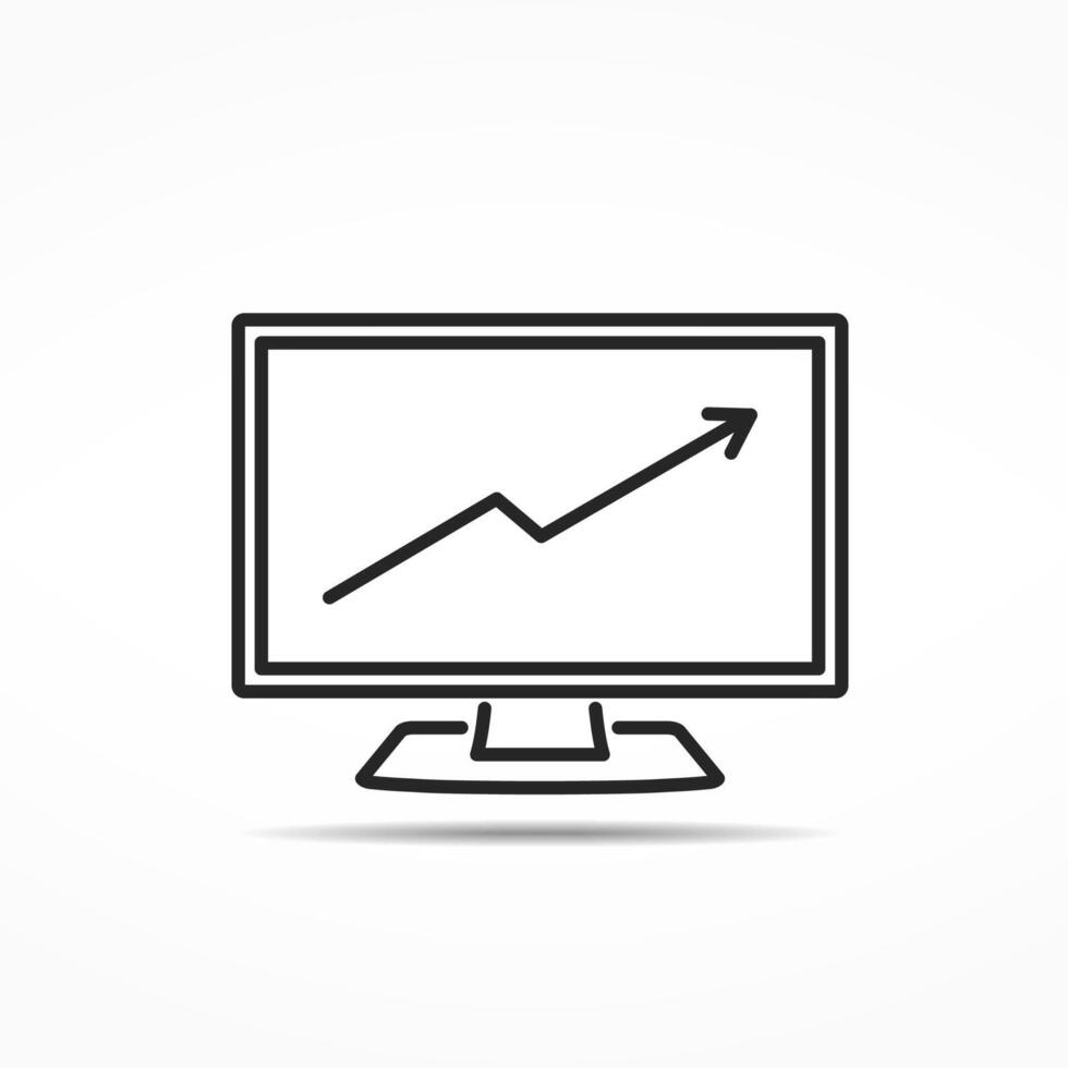 Computer with graph minimal line icon 49564606 Vector Art at Vecteezy