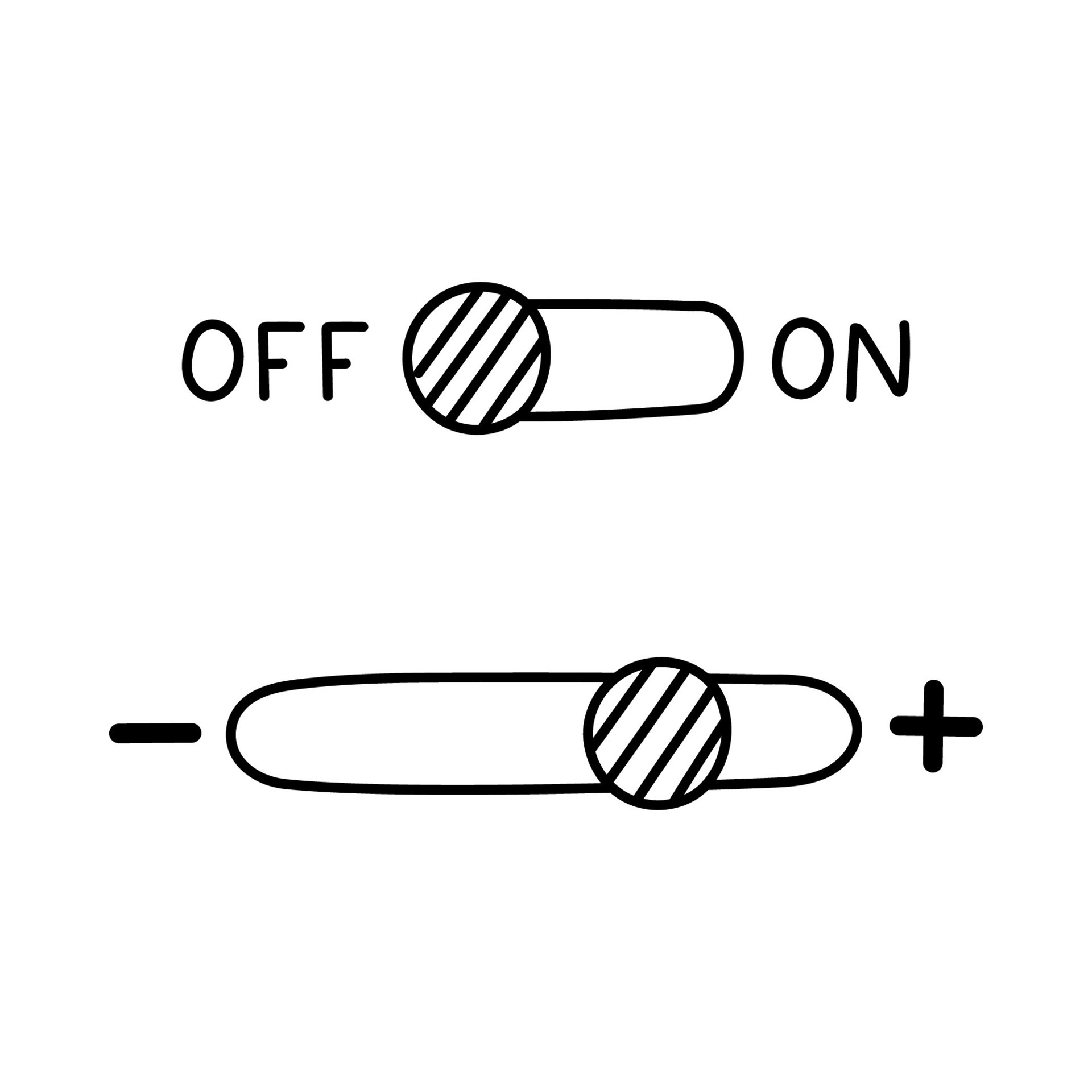 Cute Doodle Toggles Switch Buttons For Turn On And Off Plus And Minus Mode Switch Buttons To