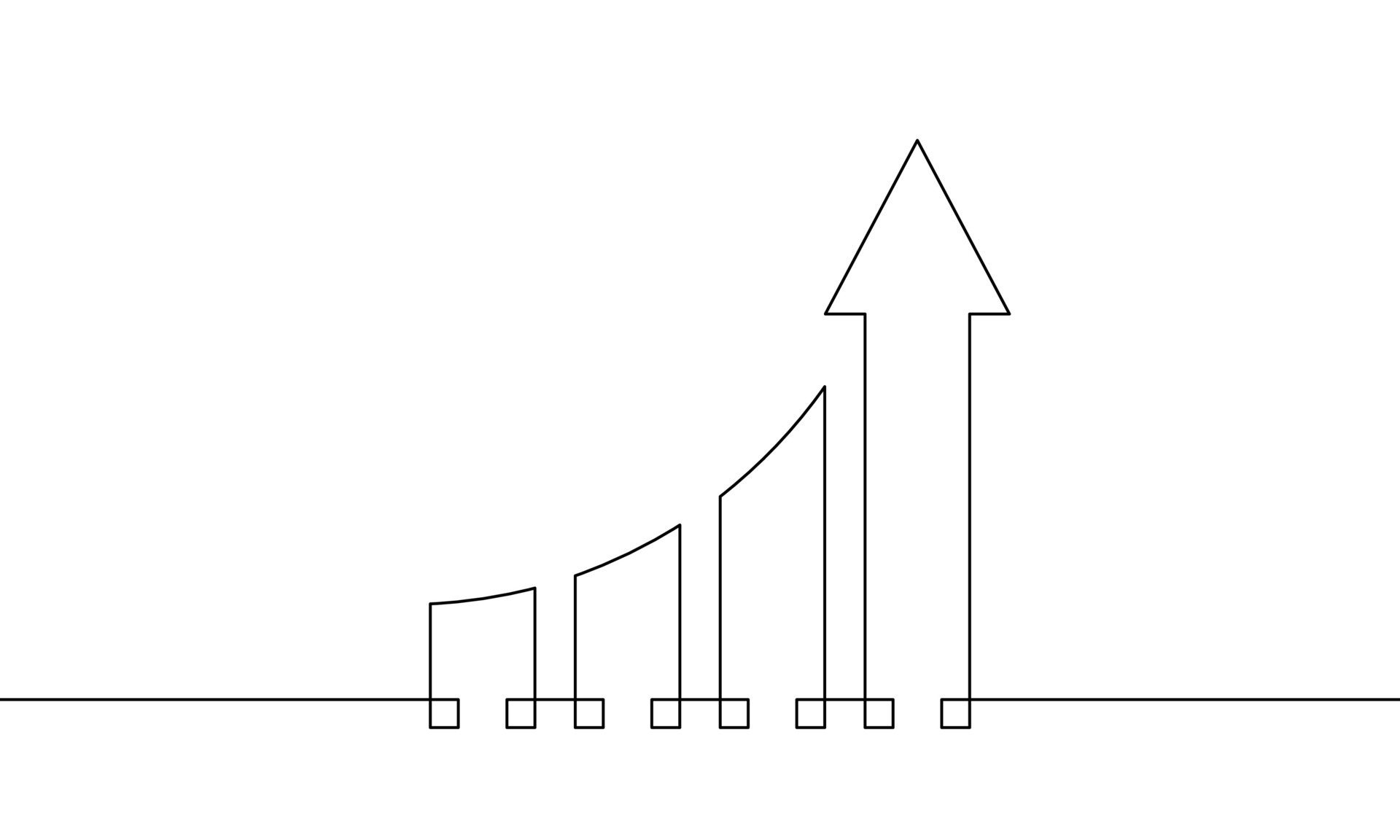 Continuous line drawing of graph. Illustration of arrow up. Business ...