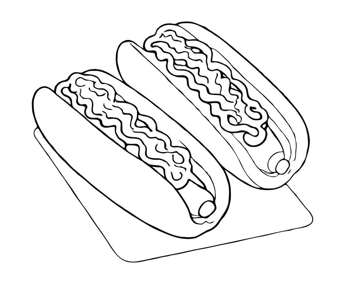 Easy hot dogs coloring pages 49567570 Vector Art at Vecteezy