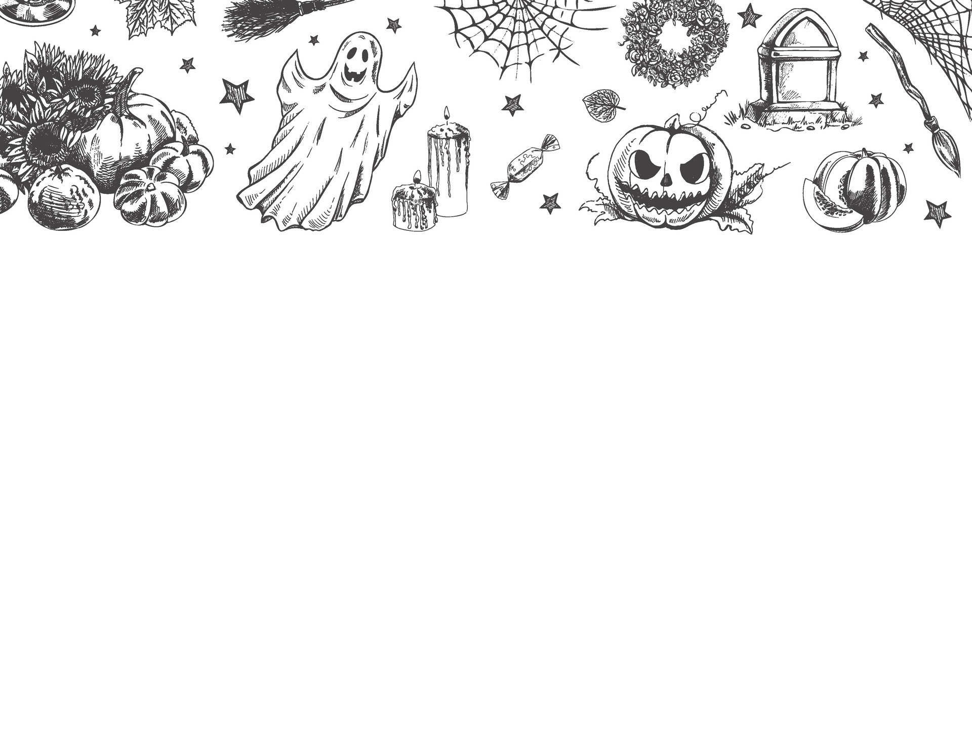 Set of halloween elements in sketch style. Design of ghosts, creepy and ...